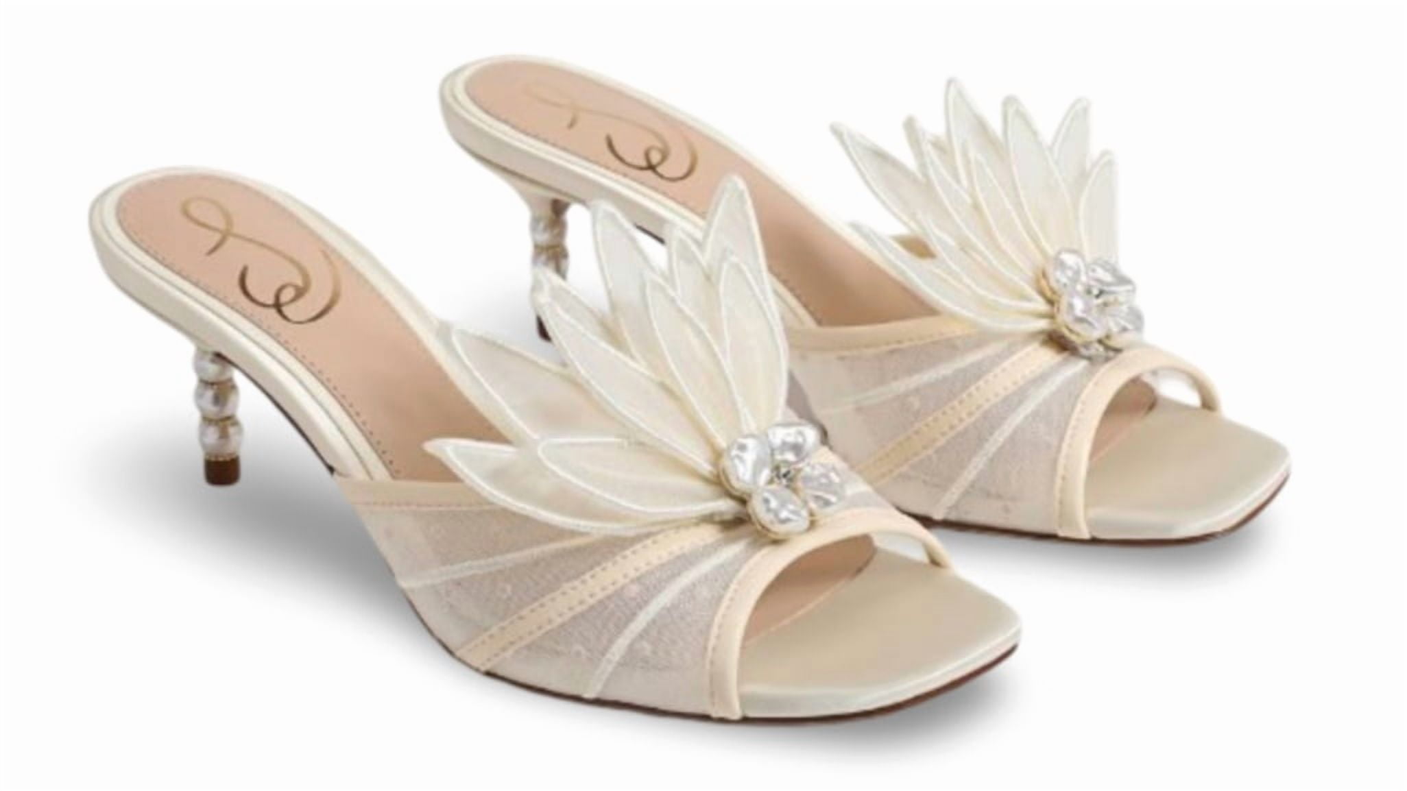 Sam Edelman Women's Pauline Ivory Tulle Kitten Heel Mule 11M - Walmart ...
