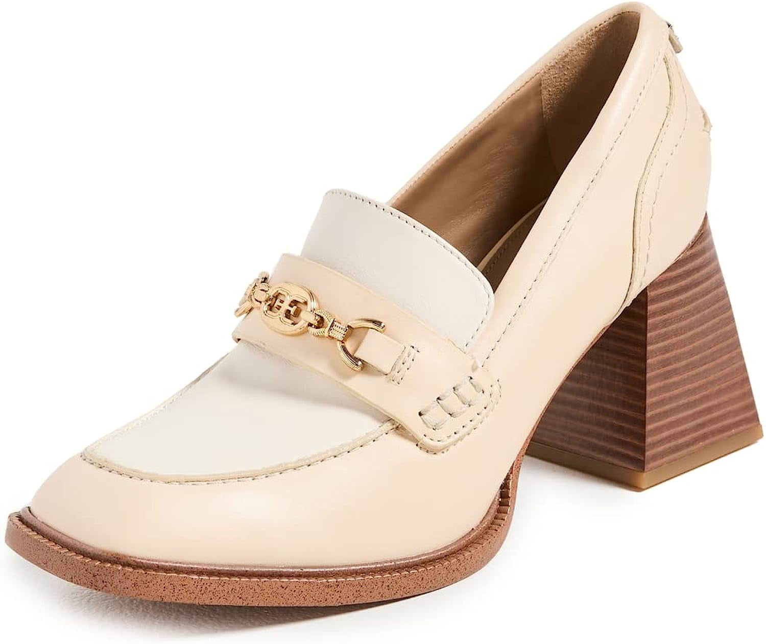 Sam Edelman Women's Quincy Heel Loafer Eggshell Ivory Leather 6M ...