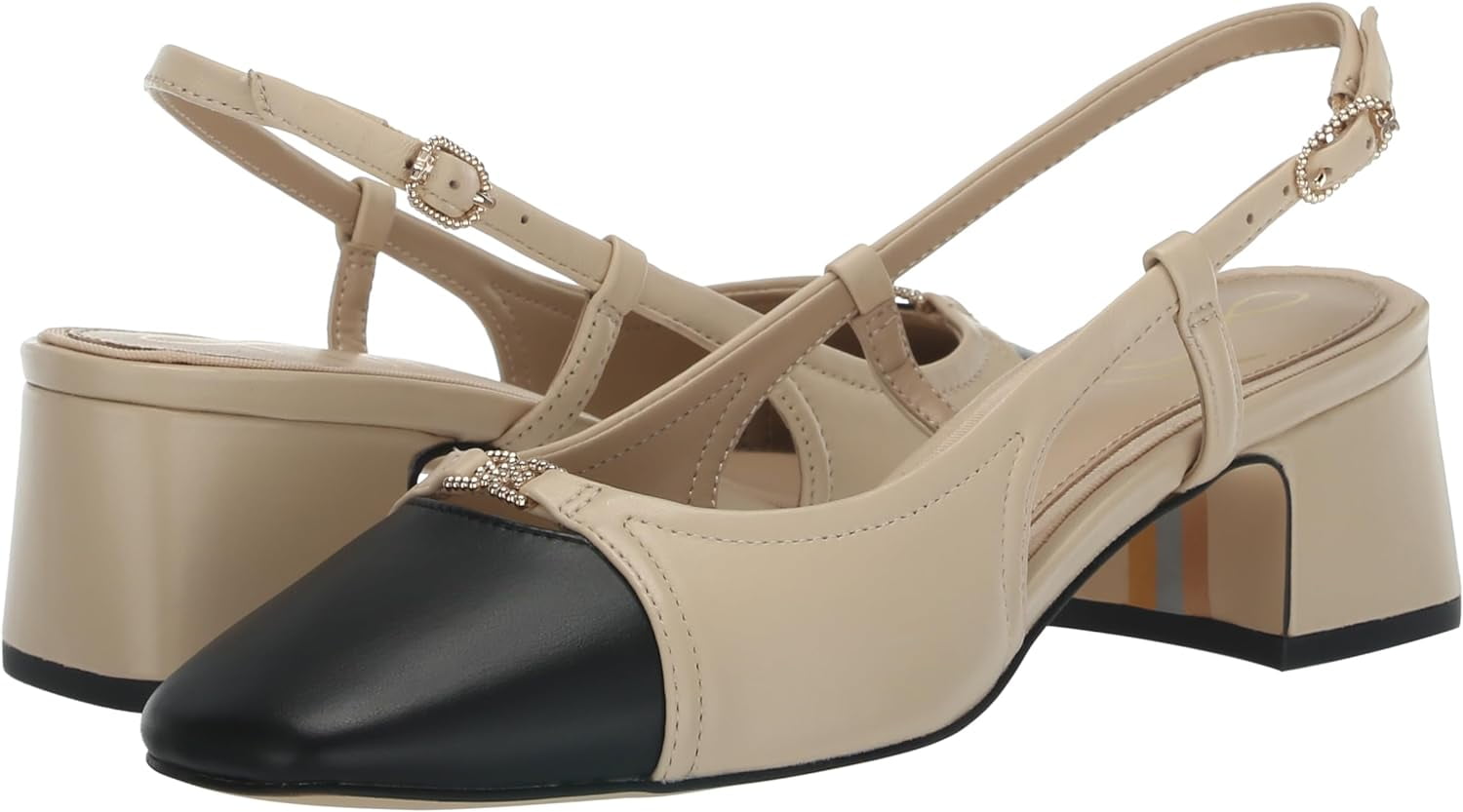 Sam Edelman Women's Tarra Pump Summer Sand/Black Leather 8M - Walmart.com