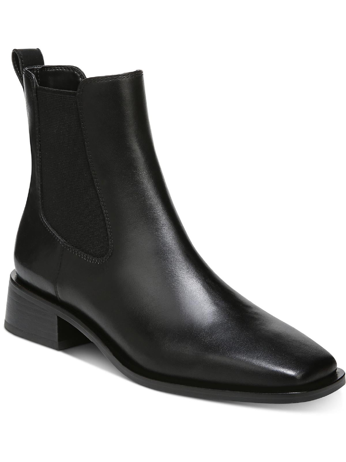 Sam Edelman Thelma Black Pull On Square Toe Leather Chelsea Ankle ...