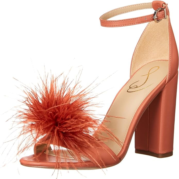 Sam Edelman Yaro Sienna Rose Feather Ankle Strap Open Toe Block Heeled ...