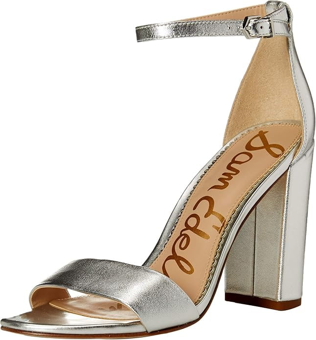 Sam Edelman Yaro Soft Silver/Metallic Leather Ankle Strap Open Toe Wide ...