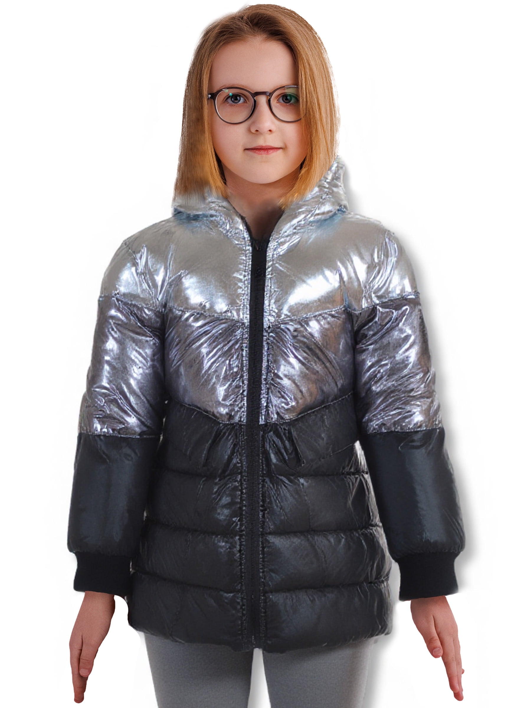 Sam Edelman girls Tricolor Metallic Flare Coat, 4, Silver - Walmart.com
