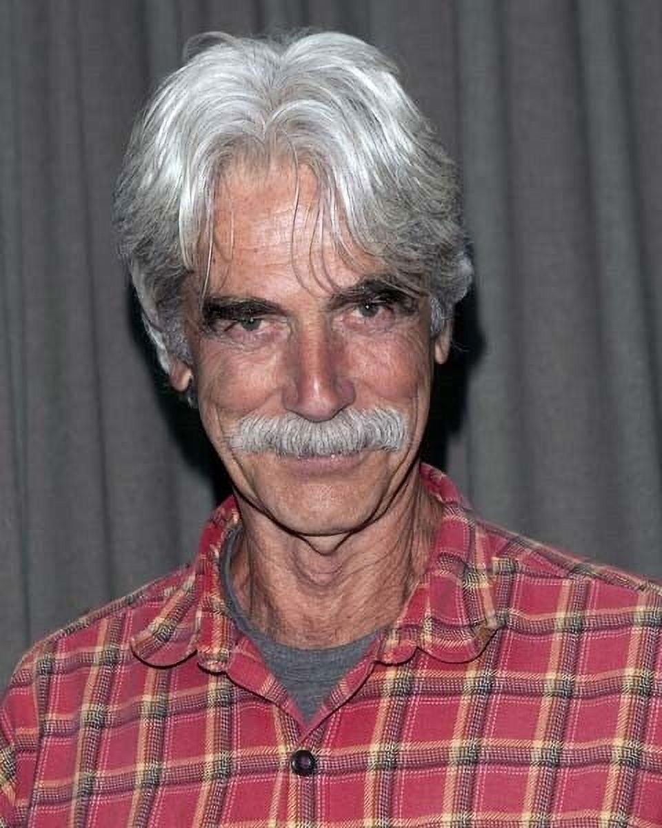 Sam Elliott classic smile for press wearing checkered shirt 5x7 inch ...