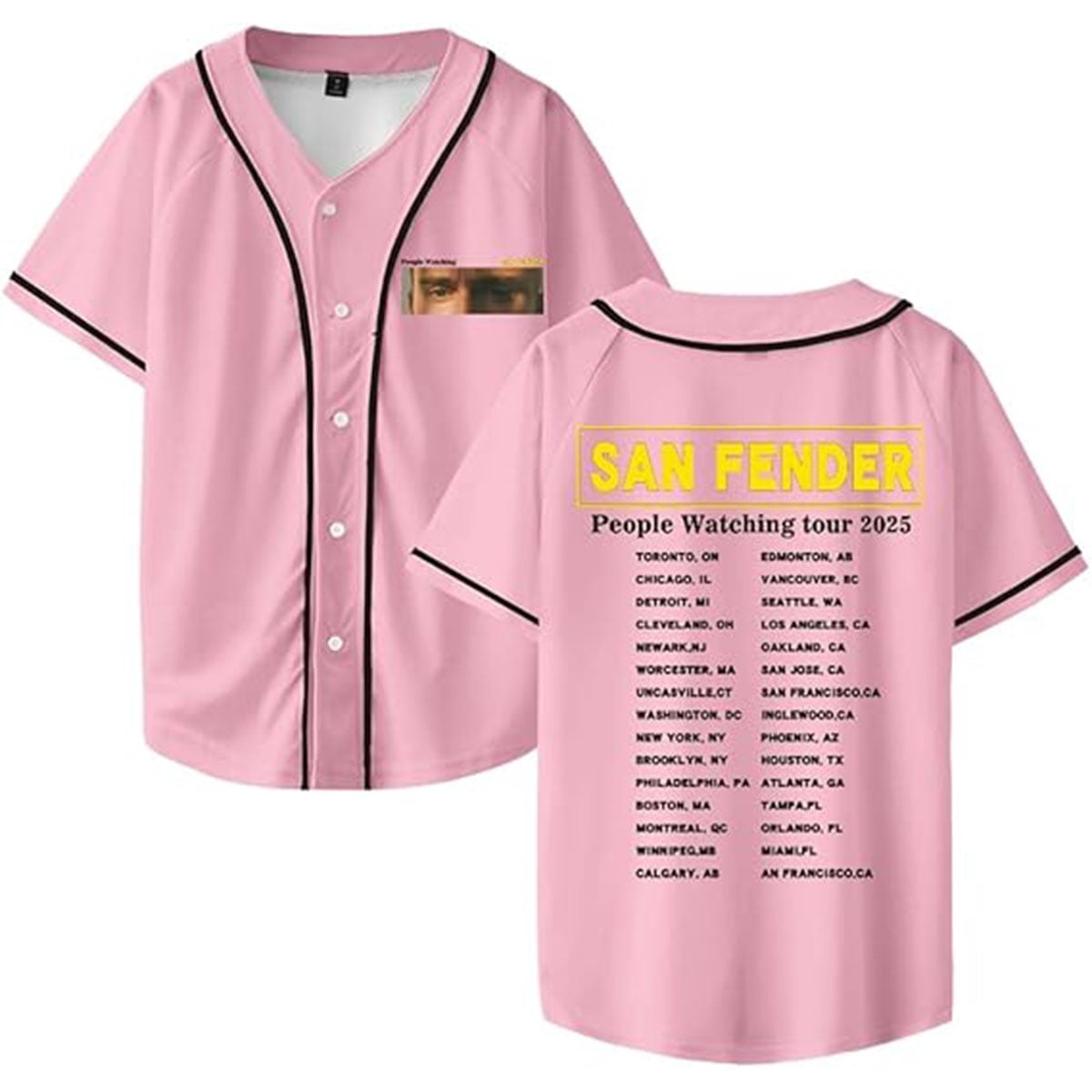 Sam Fender People Watching Tour 2025 Baseball Jersey Shirt Short Sleeve ...