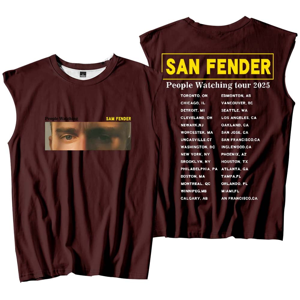 Sam Fender People Watching Tour 2025 Merch Tank Tops Sleeveless Sport ...