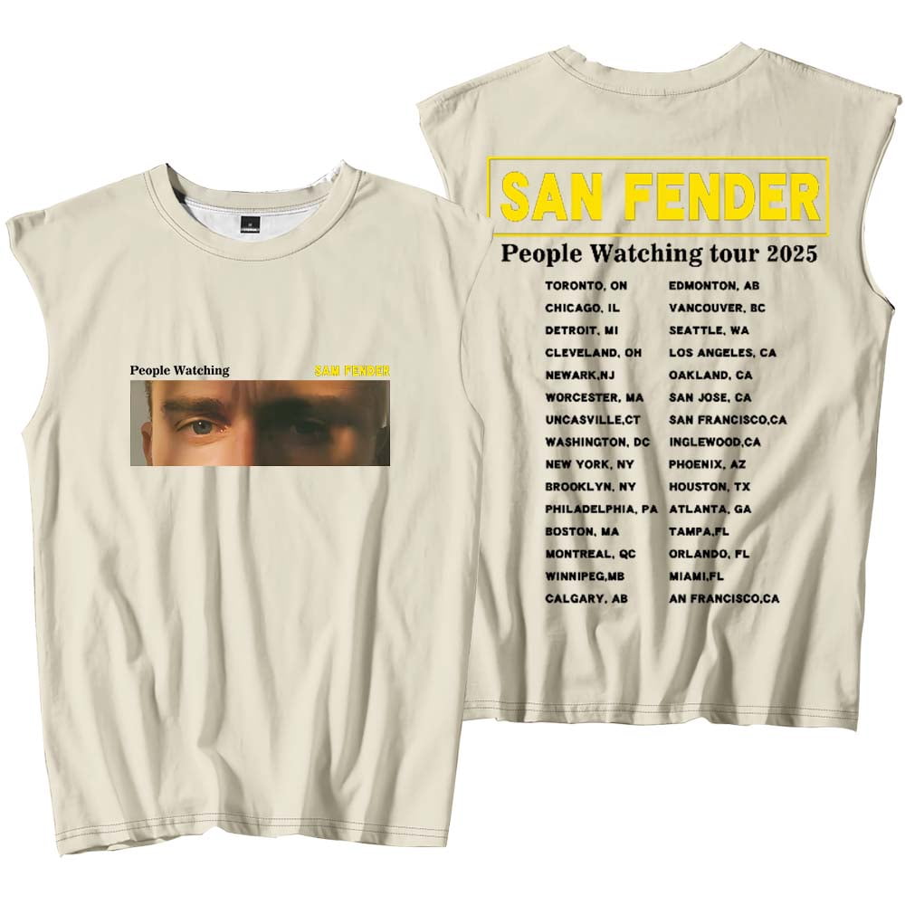 Sam Fender People Watching Tour 2025 Merch Tank Tops Sleeveless Sport ...