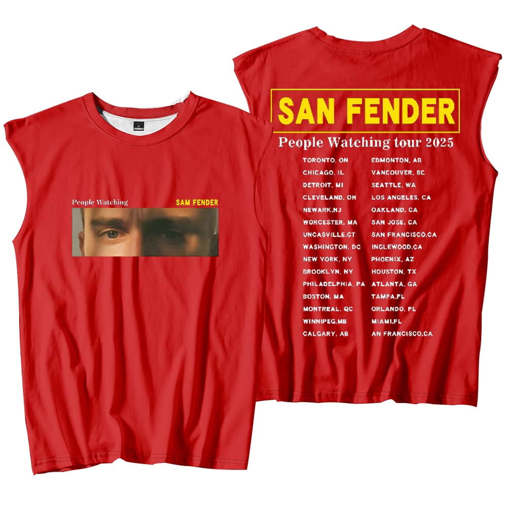 Sam Fender People Watching Tour 2025 Merch Tank Tops Sleeveless Sport ...