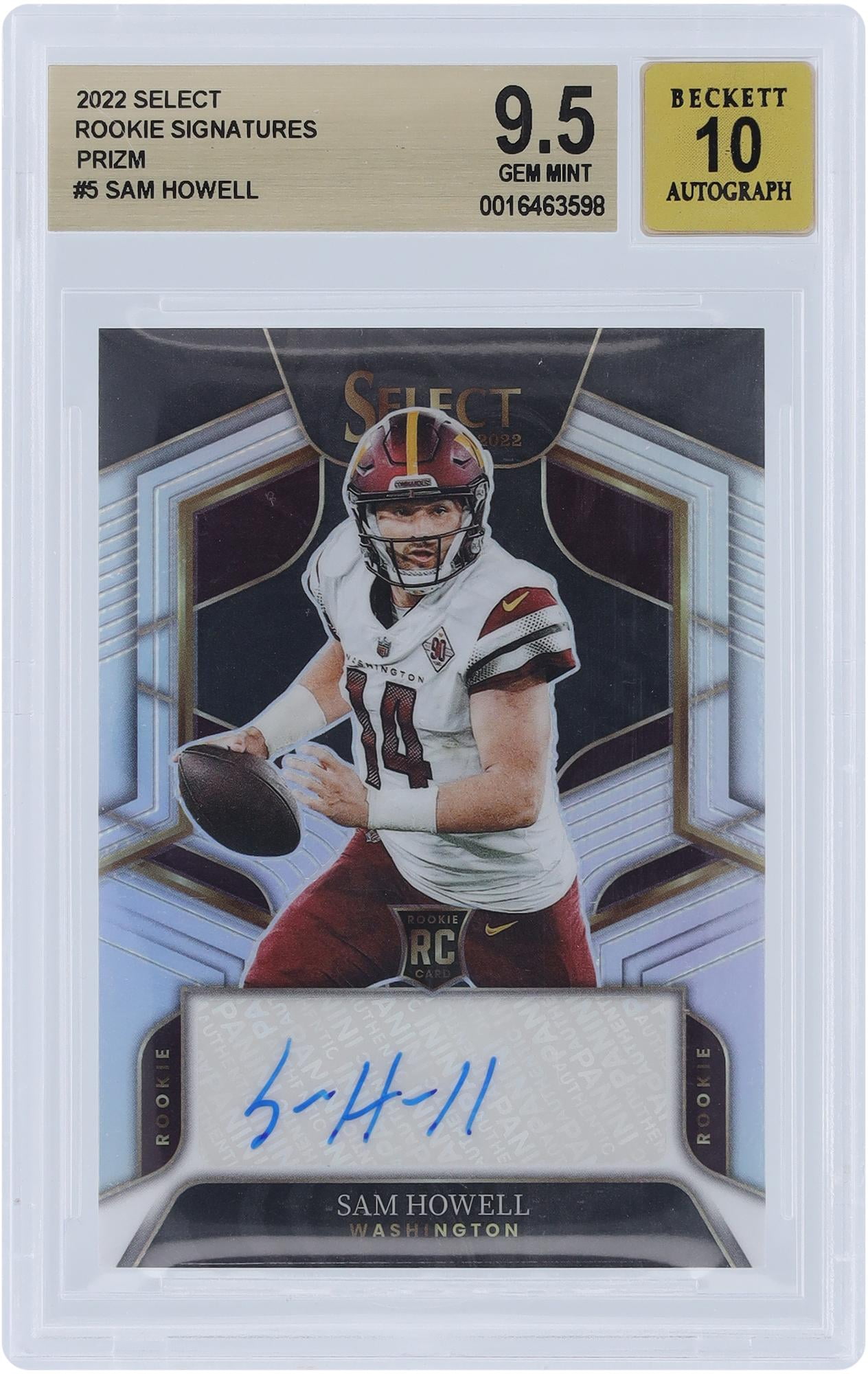 Sam Howell Washington Commanders Autographed 2022 Panini Select Silver ...