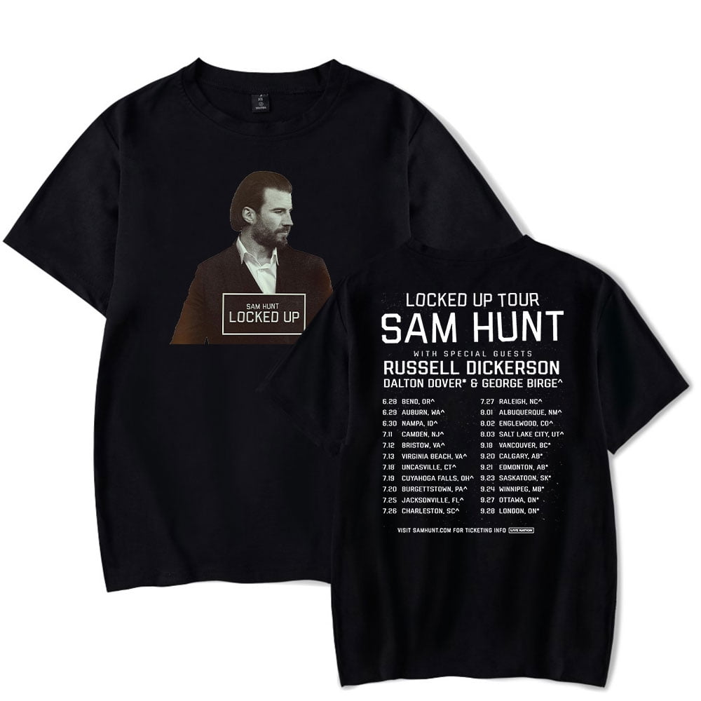 Sam Hunt Locked Up Tour Merch T-Shirt Summer For Men/Women Unisex Short ...