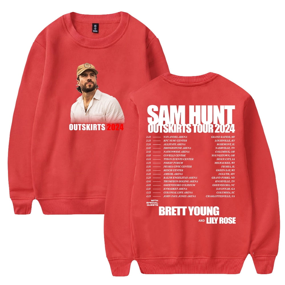 Sam Hunt Outskirts Tour 2024 Merch Crewneck Long Sleeve Streetwear ...
