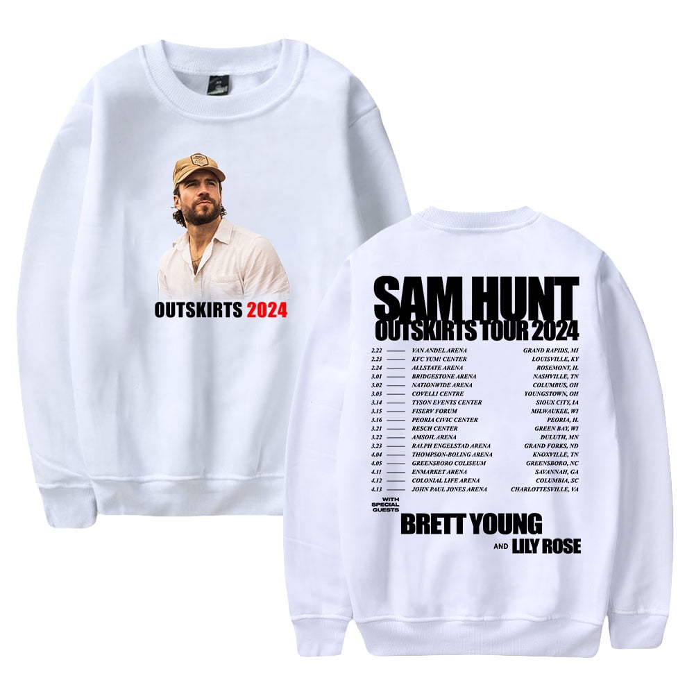 Sam Hunt Outskirts Tour 2024 Merch Crewneck Long Sleeve Streetwear ...