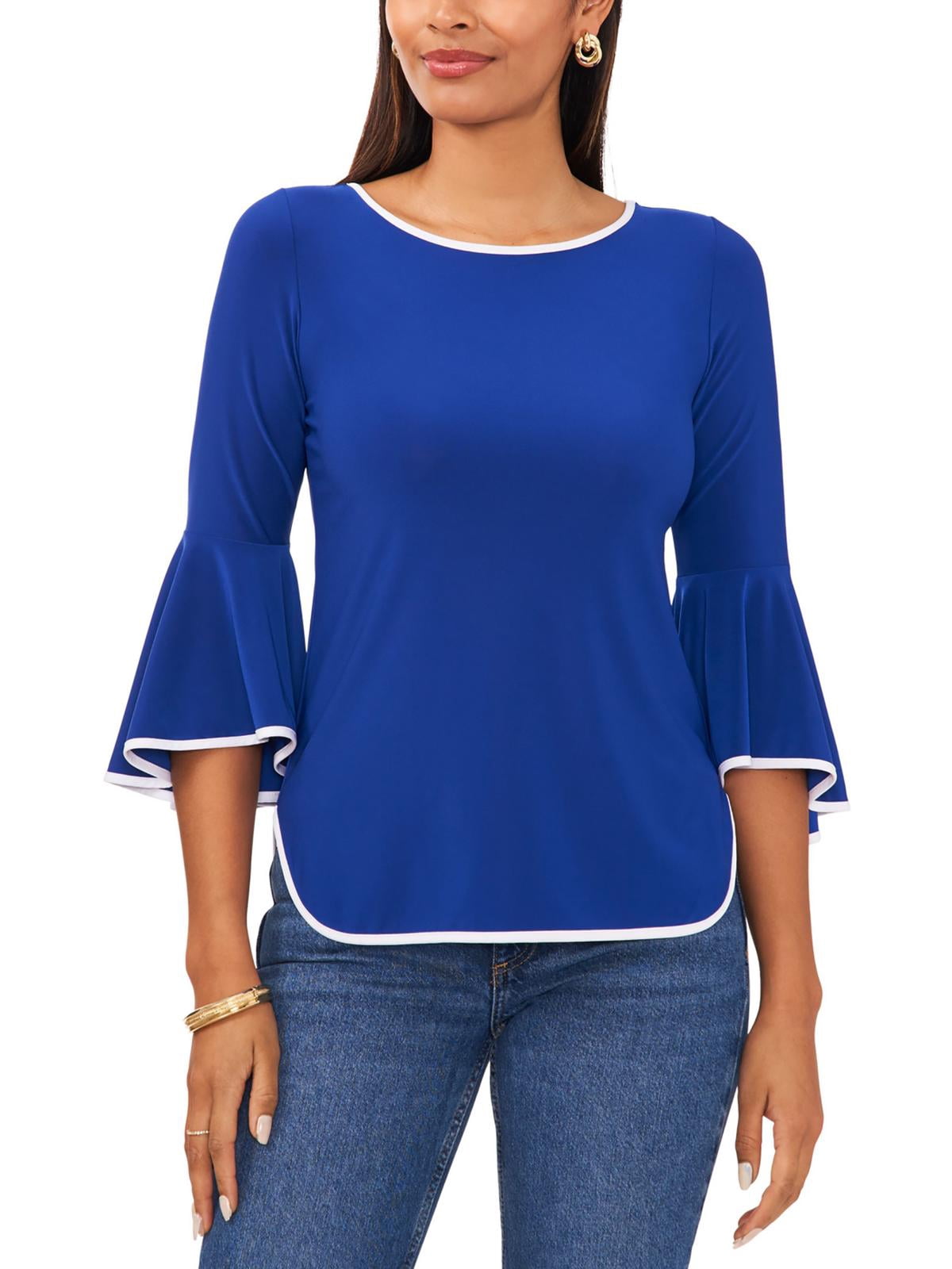 Sam & Jess Womens Contrast Trim Bell Sleeve Blouse - Walmart.com