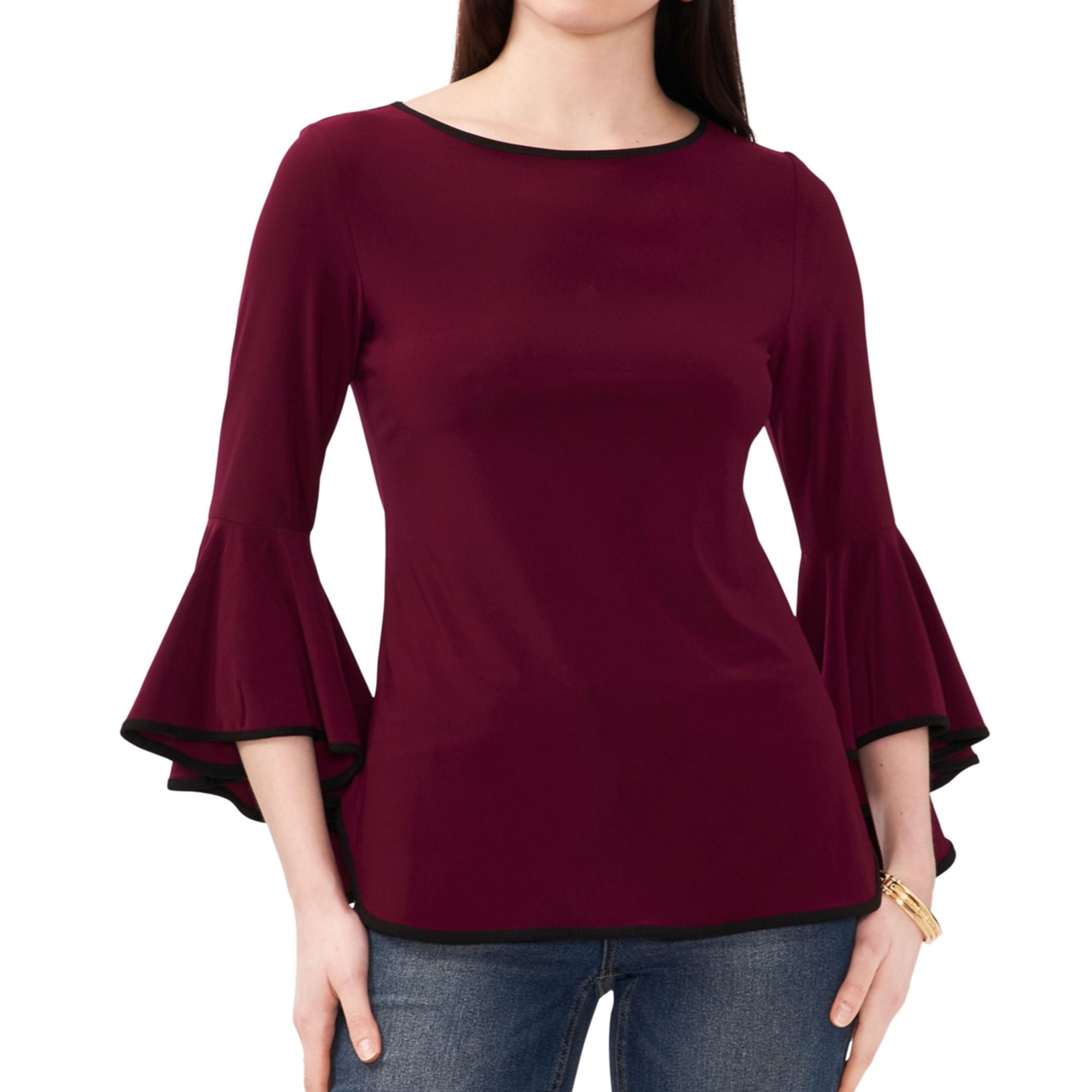 Sam & Jess Womens Contrast Trim Blouse - Walmart.com