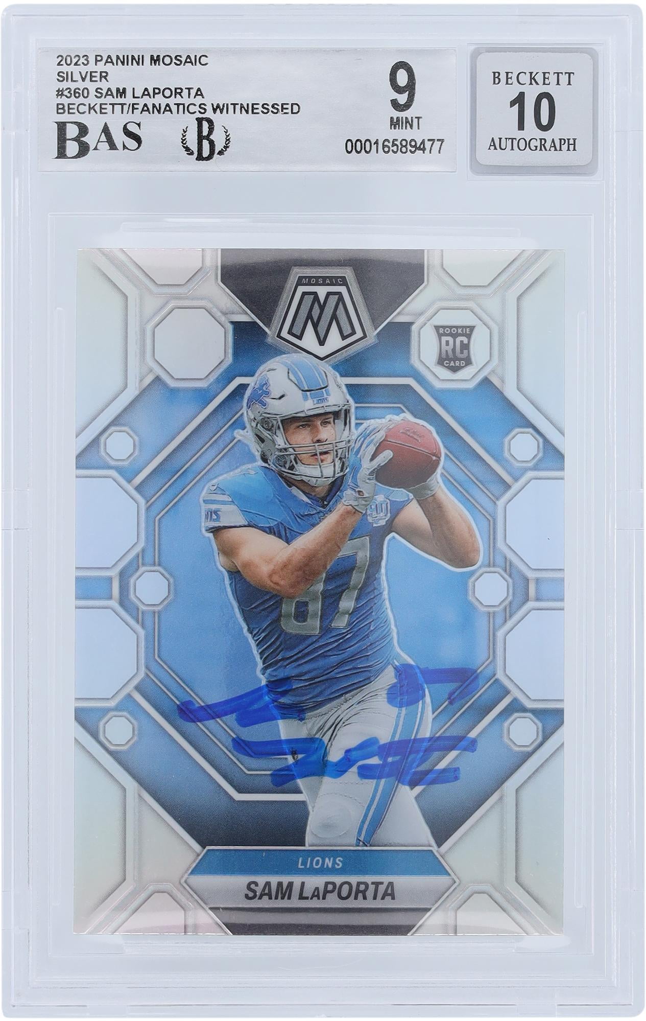 Sam LaPorta Detroit Lions Autographed 2023 Panini Mosaic Silver Prizm ...