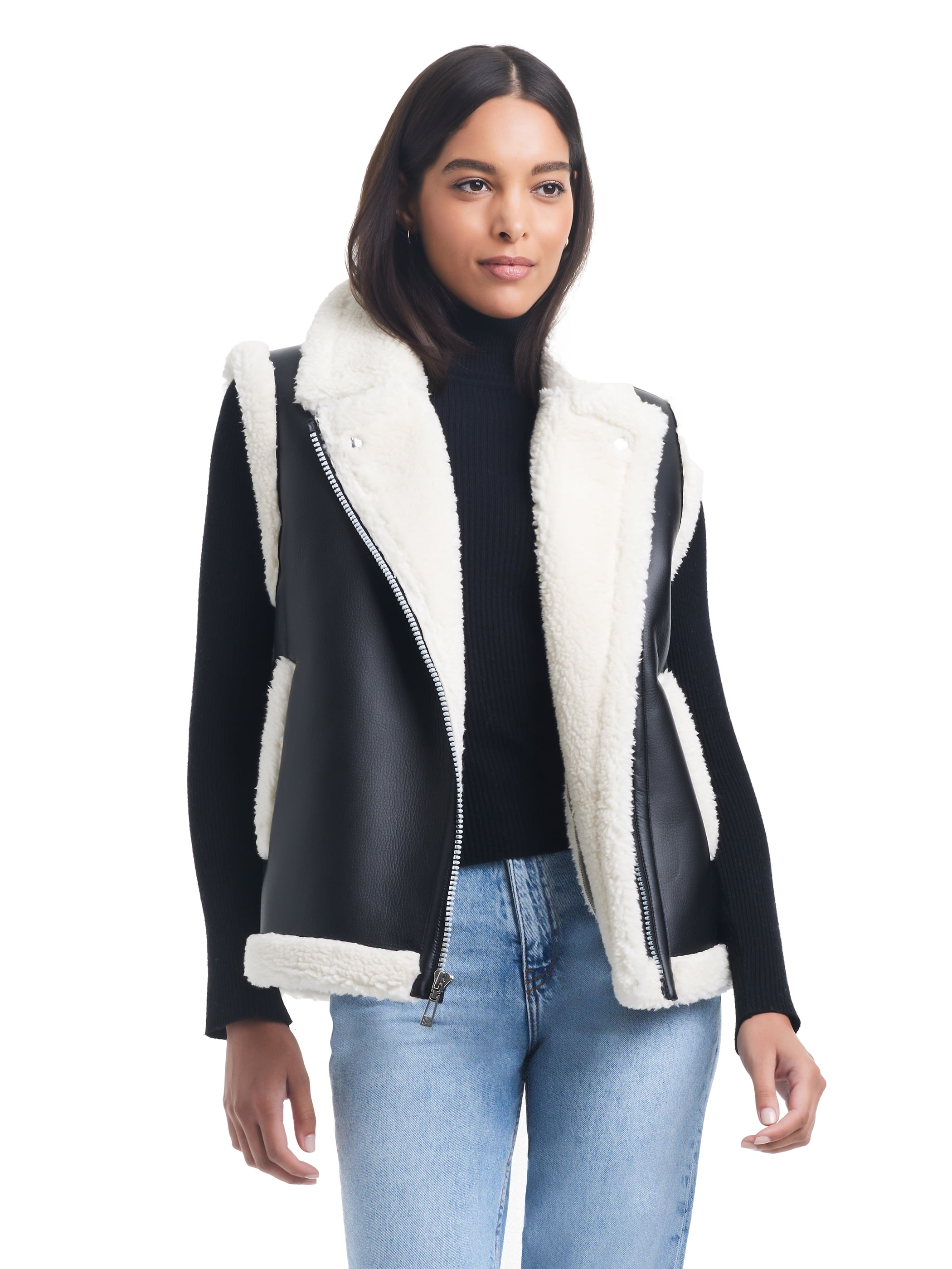Sam & Libby Ladies Bonded Faux Sherpa Vest - Walmart.com