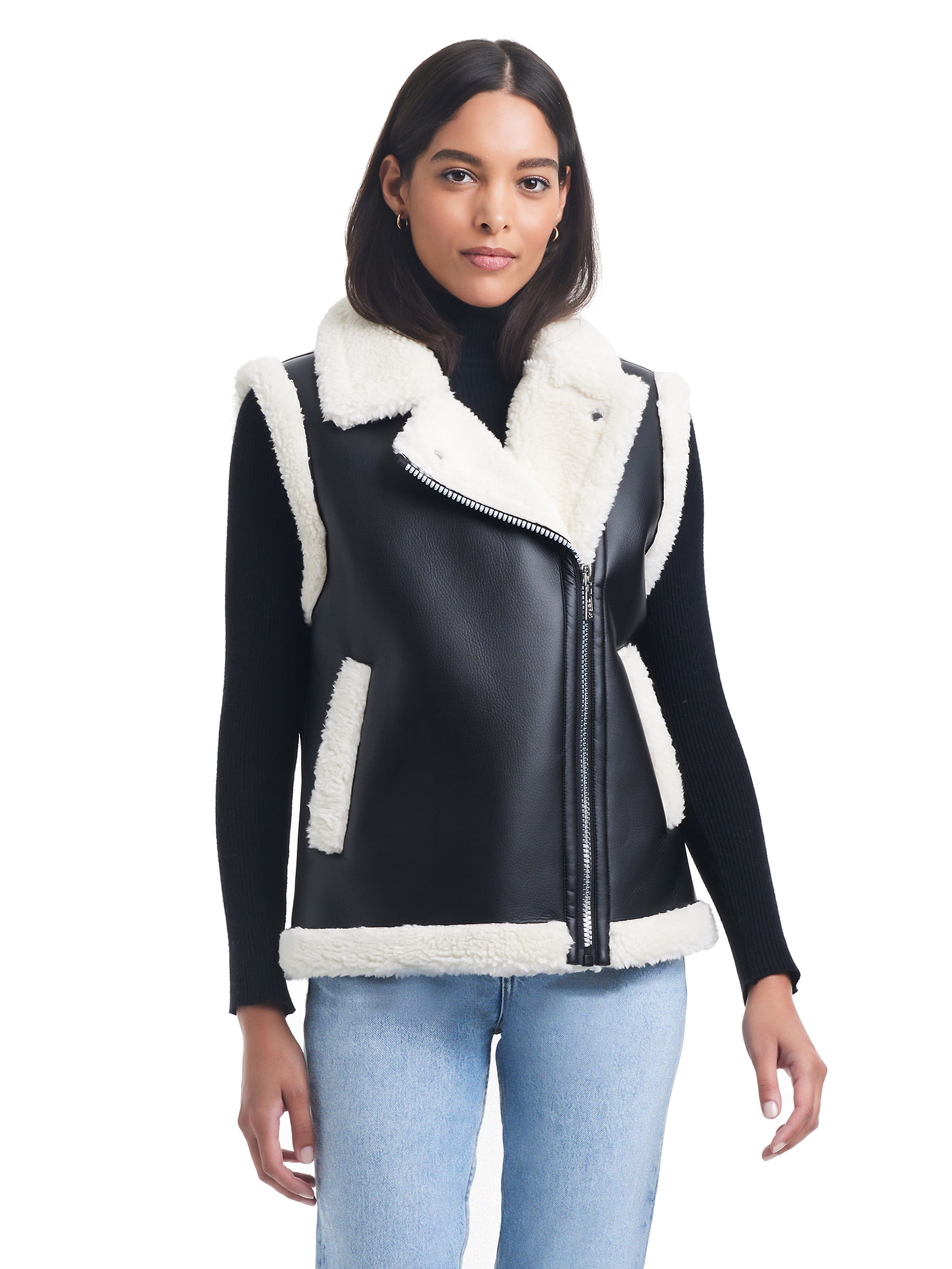 Sam & Libby Ladies Bonded Faux Sherpa Vest - Walmart.com