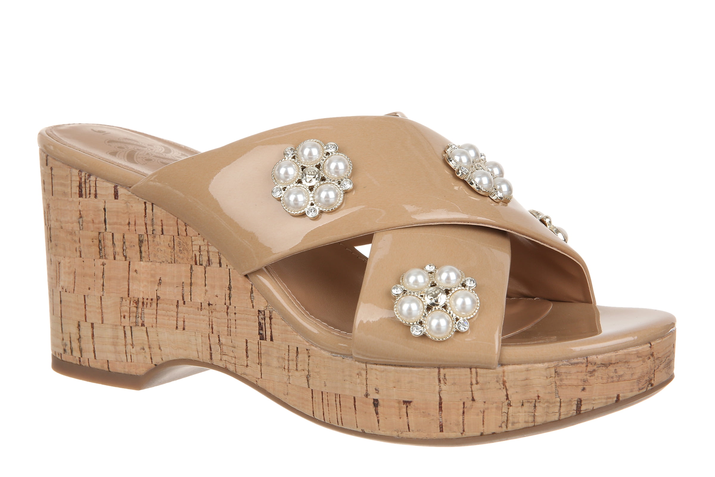 Sam & Libby Women's Cate Embellished Cork Wedge Sandal - Walmart.com
