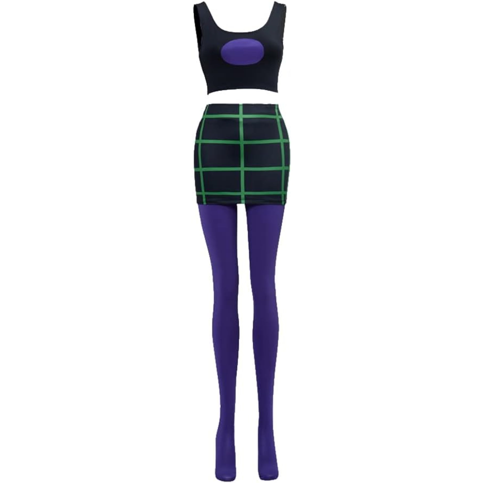 Sam Manson Costume Women's Crop Tops Tights Split Mini Skirt Full Set ...