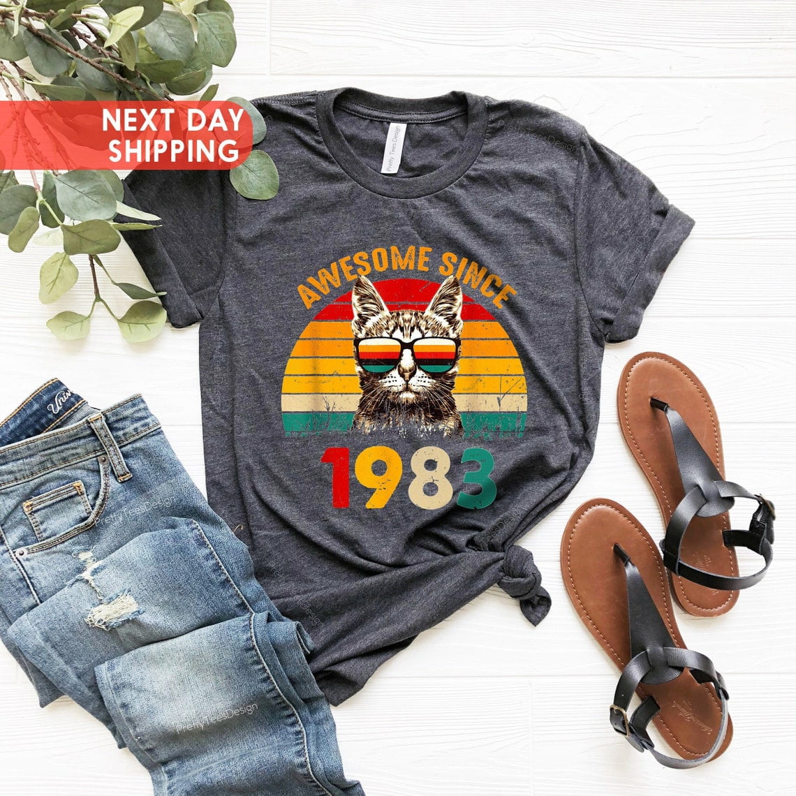 Sam Soft 1983 Retro Cat Shirt, Awesome Since 1983 Tee, 1983 Vintage Cat ...