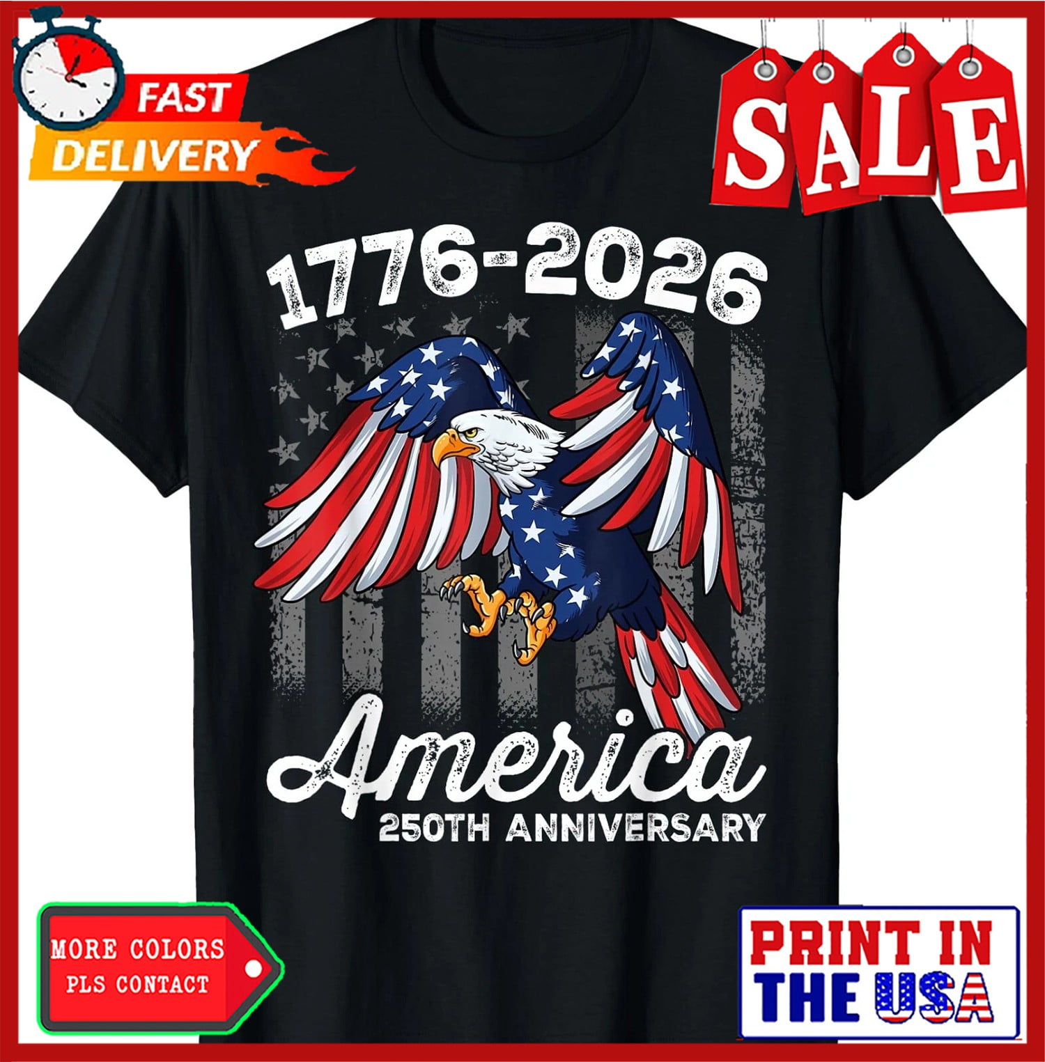 Sam Soft 4Th Of July 250 Year Anniversary 1776-2026 T-Shirt , Unisex ...