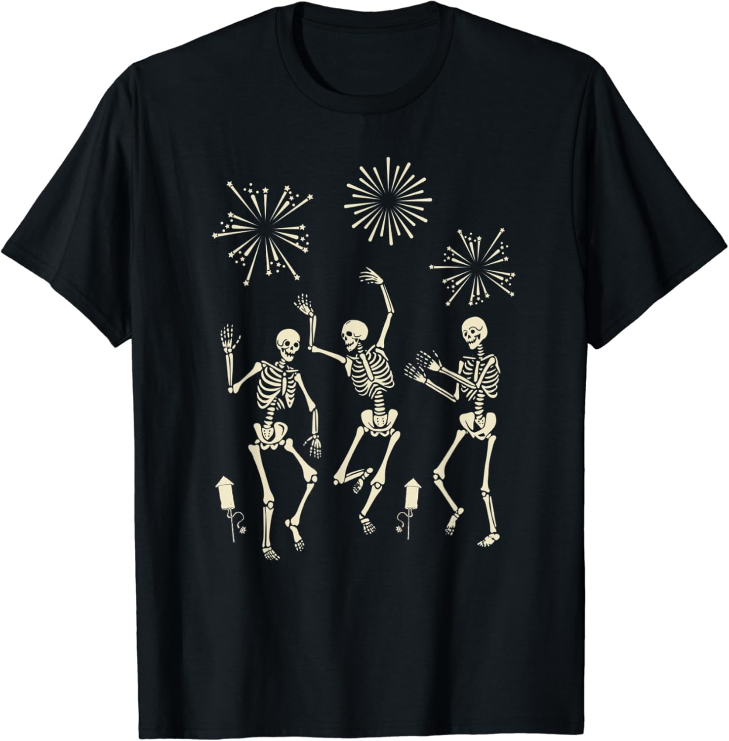 Sam Soft 4th of July Skeleton, Dancing Skeletons Fireworks T-Shirt ...