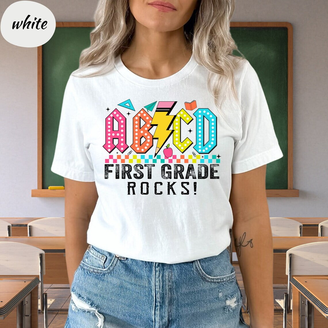 Sam Soft ABCD First Grade Rocks Teacher Shirt, Gift for Teacher ...