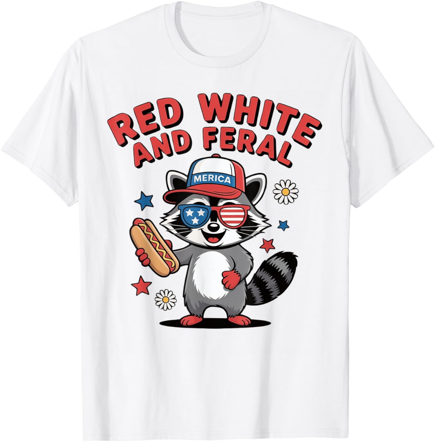 Sam Soft America T-Shirt Red White And Feral 4th Of July Hot Dog - Walmart.com