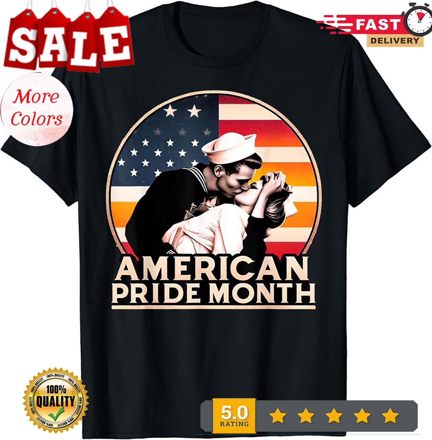 Sam Soft American Month Flag Theme Proud To Be American T-Shirt Full ...