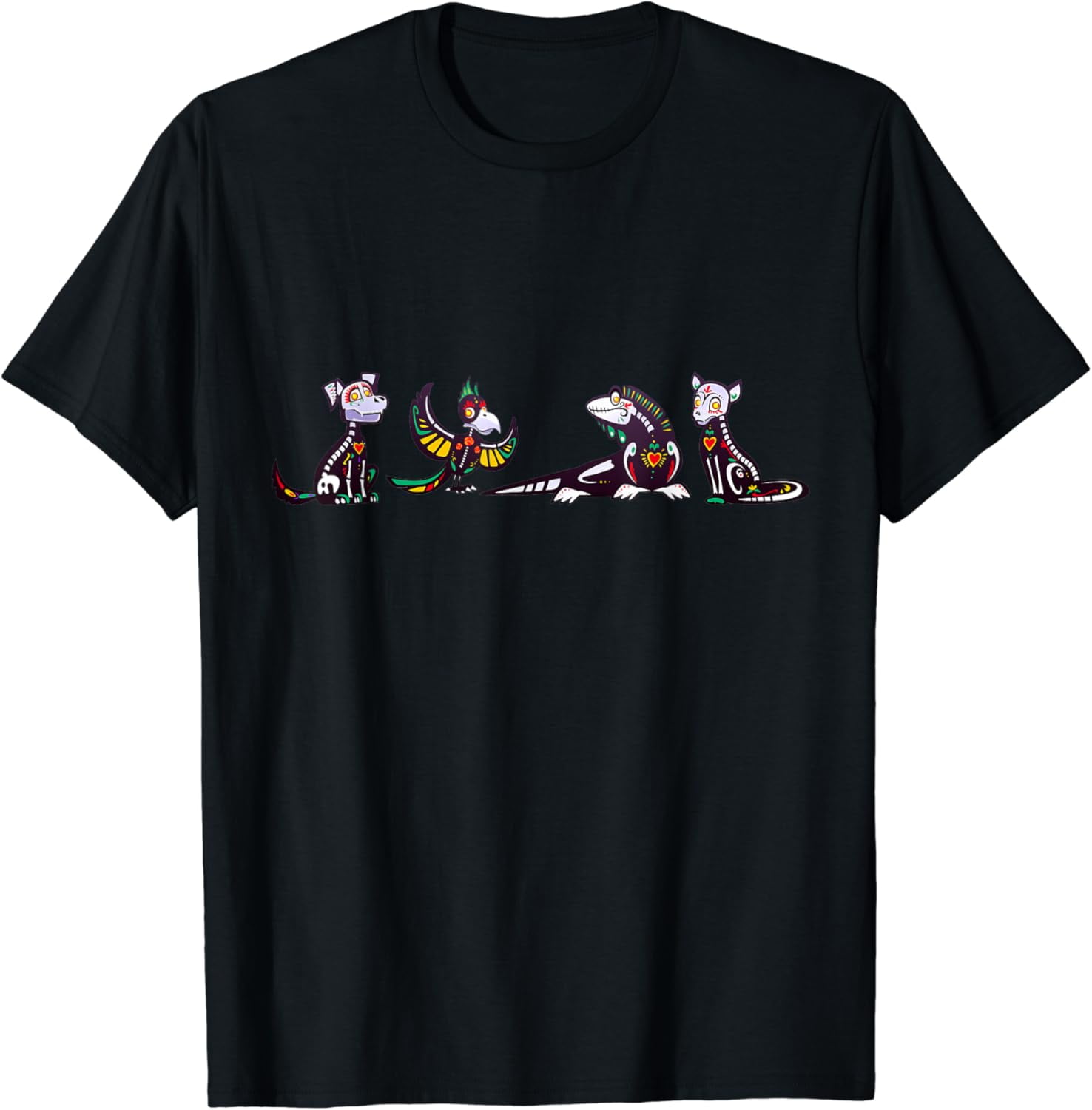 Sam Soft Animals Skeletons - Black Cat - Dog - Parrot - Lizard T-Shirt - Walmart.com