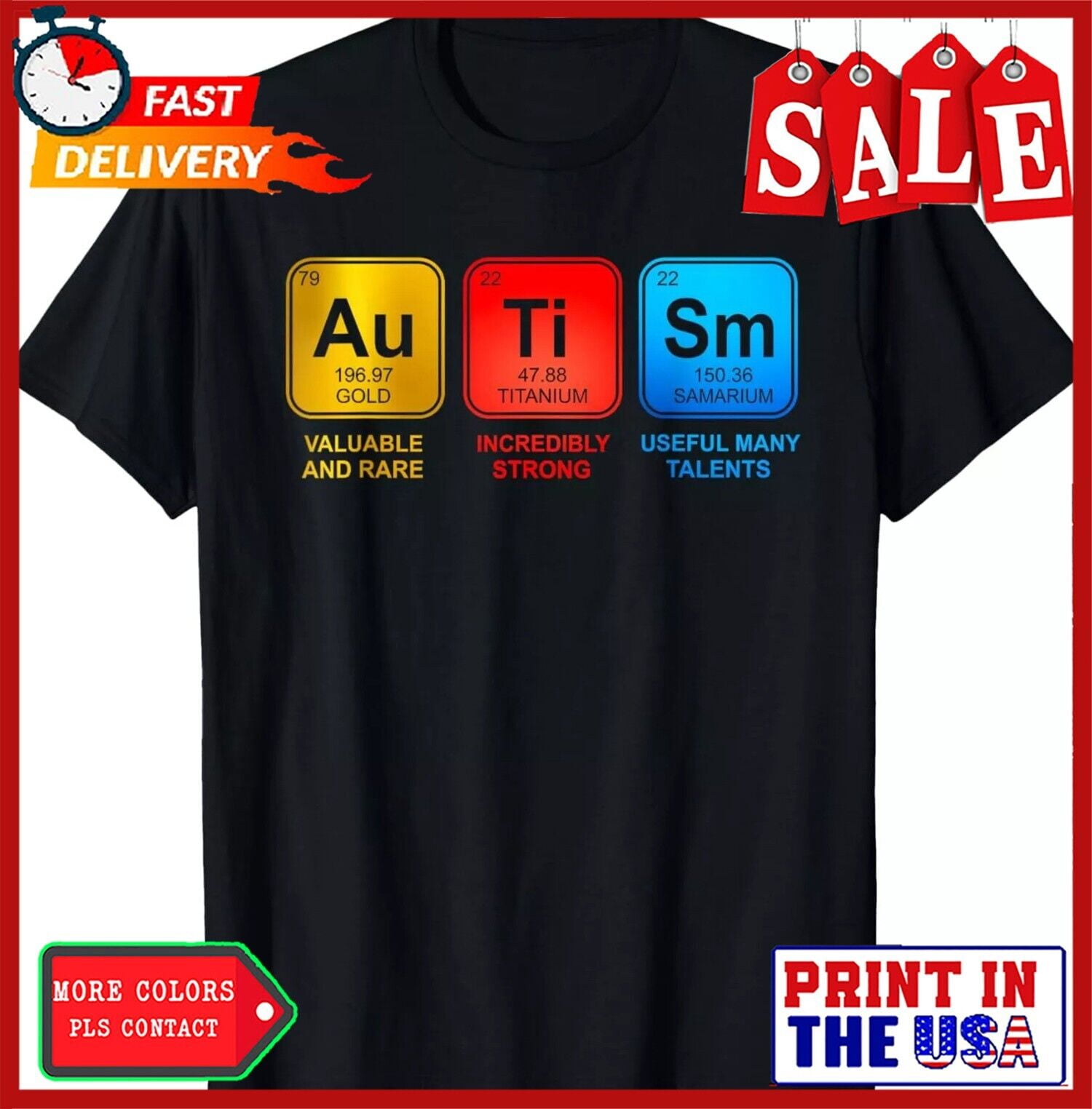 Sam Soft Autism Awareness Women Men Elements Periodic Table Asd T-Shirt ...