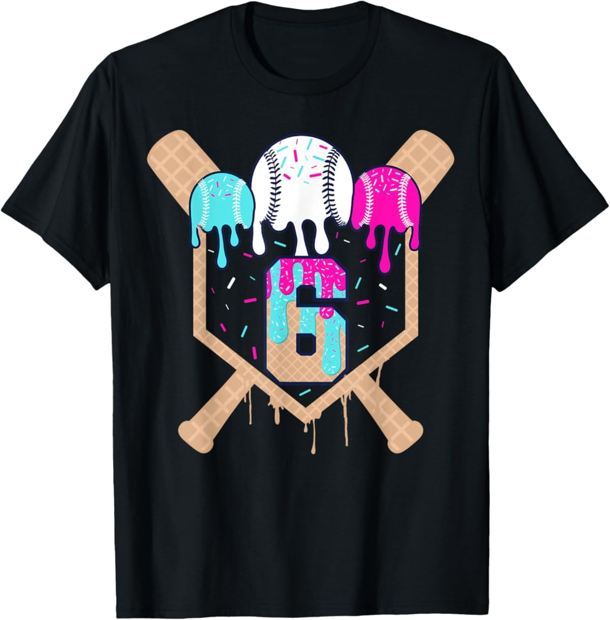 Sam Soft Baseball 6 Year Old Ice Cream Drip 6Th Birthday Boy Number 6 T ...