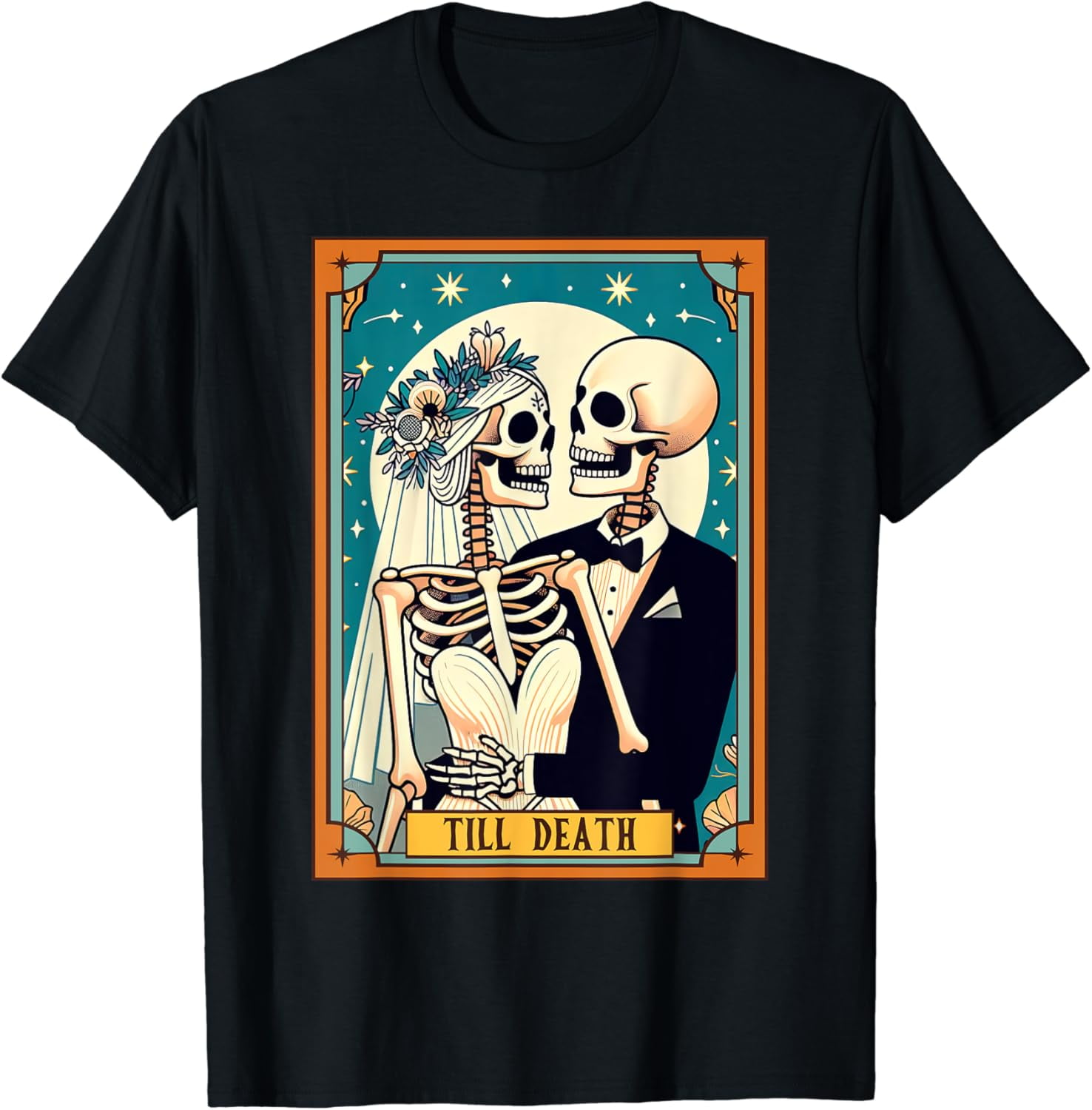 Sam Soft Bride & Groom Wedding Skeleton Till A Death Tarot Card T-Shirt ...