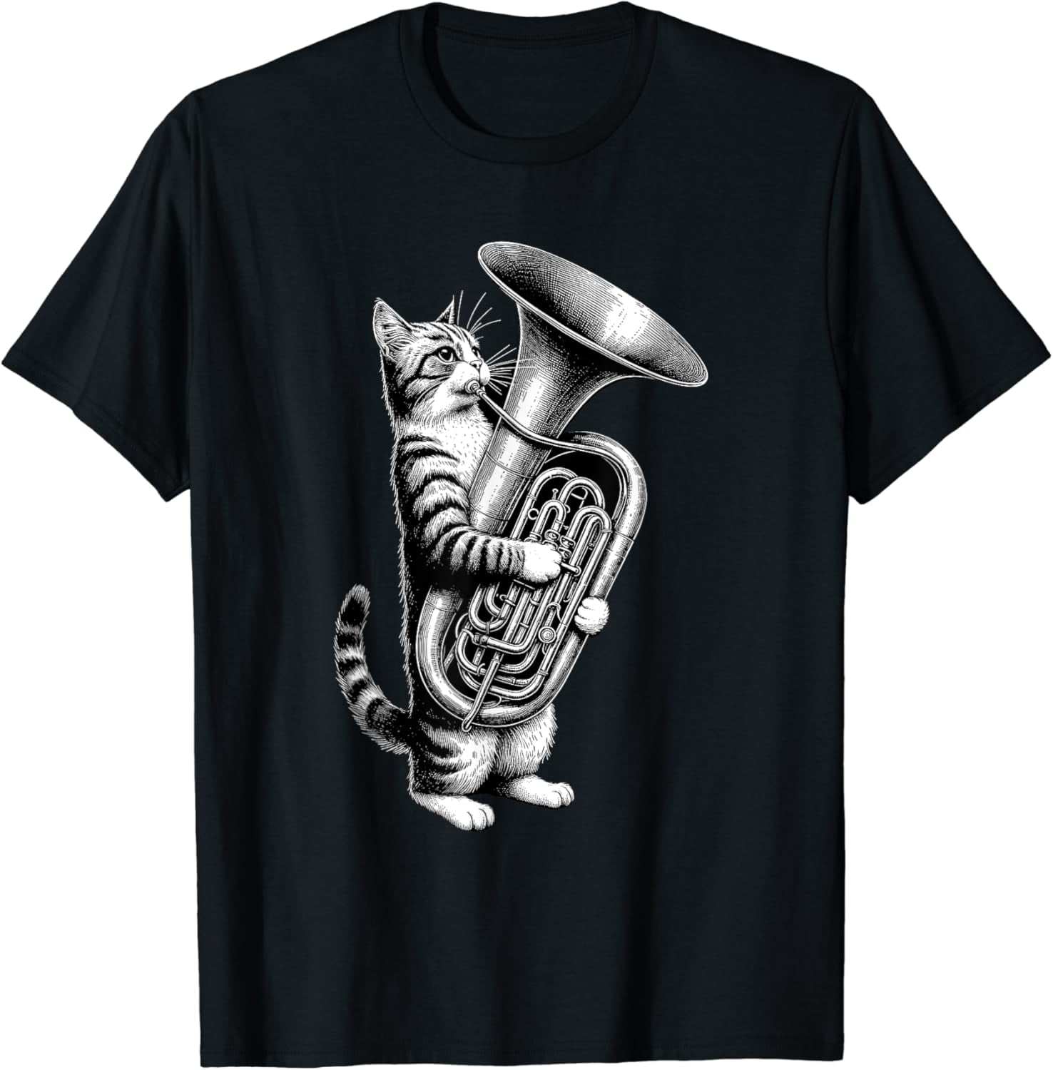 Sam Soft Cat Playing Tuba Marching Band Tuba Player Musician T-Shirt ...