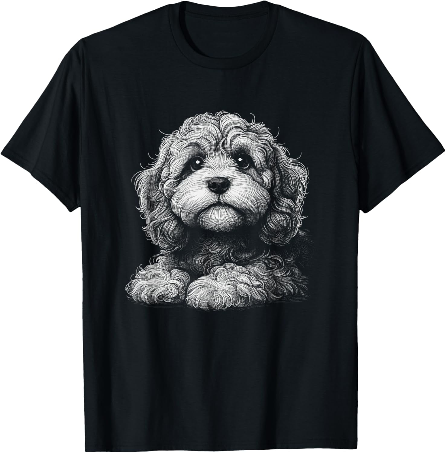Sam Soft Cavapoo Dog Face Art Sketch Design T-Shirt - Walmart.com