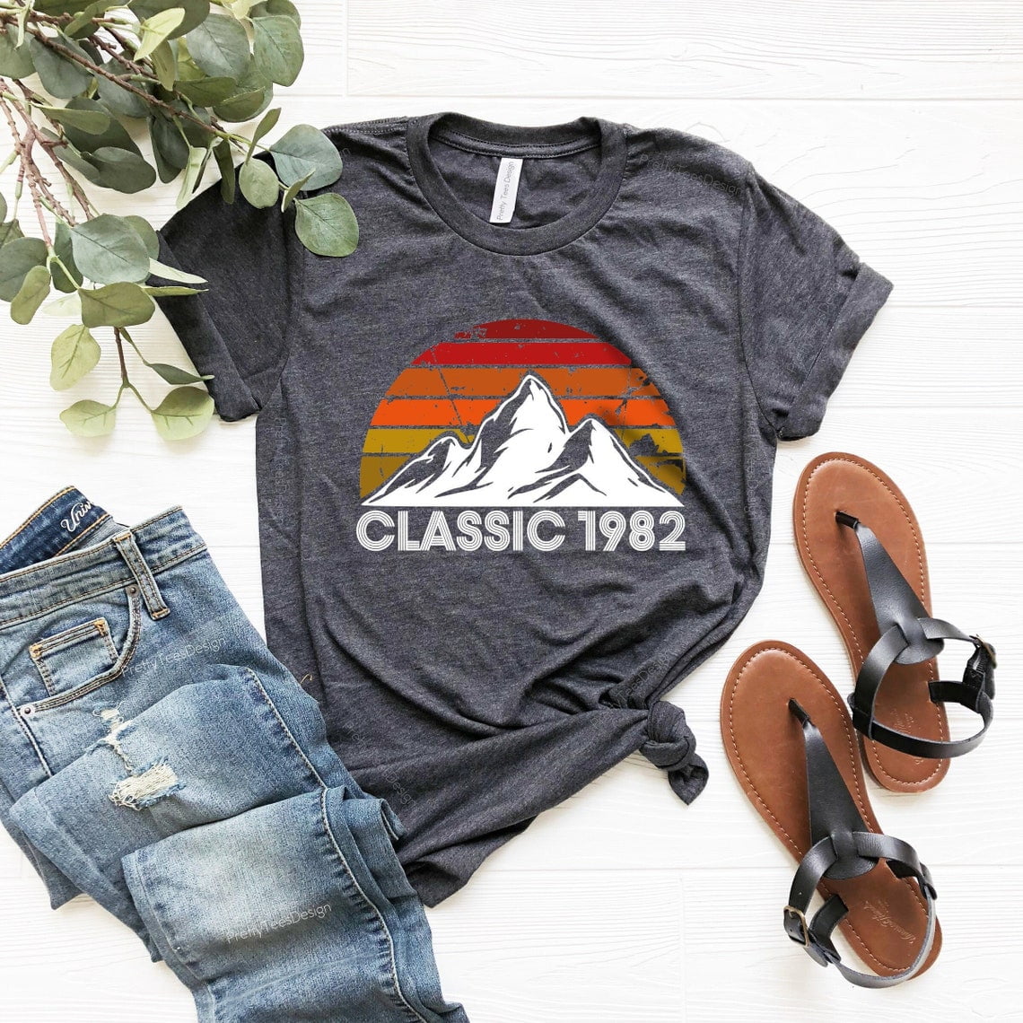 Sam Soft Classic 1982 Men's Mountains Shirt, 43rd Birthday T-Shirt For ...