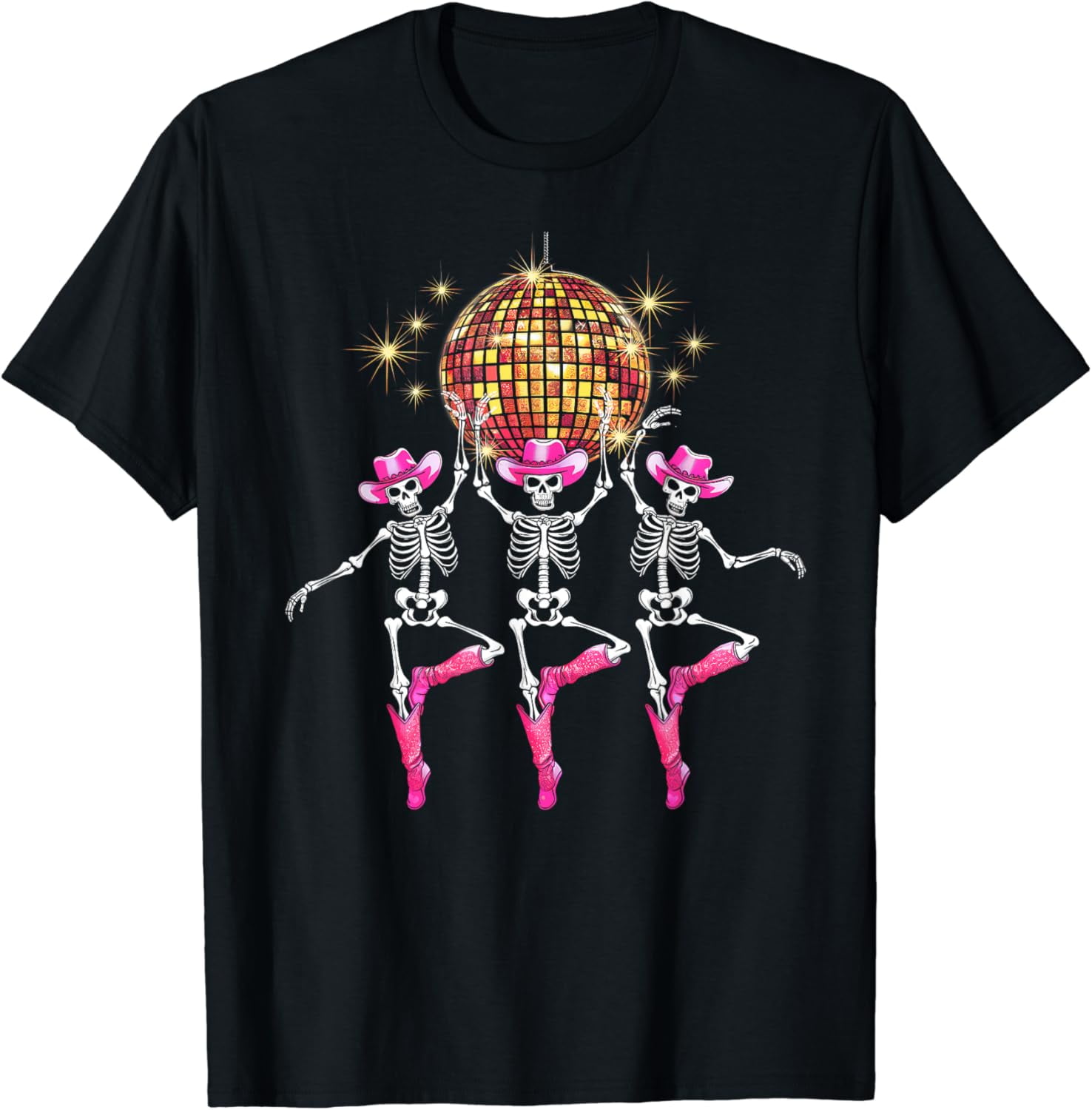 Sam Soft Cowgirl Dancing Skeletons Disco Ball T-Shirt - Walmart.com