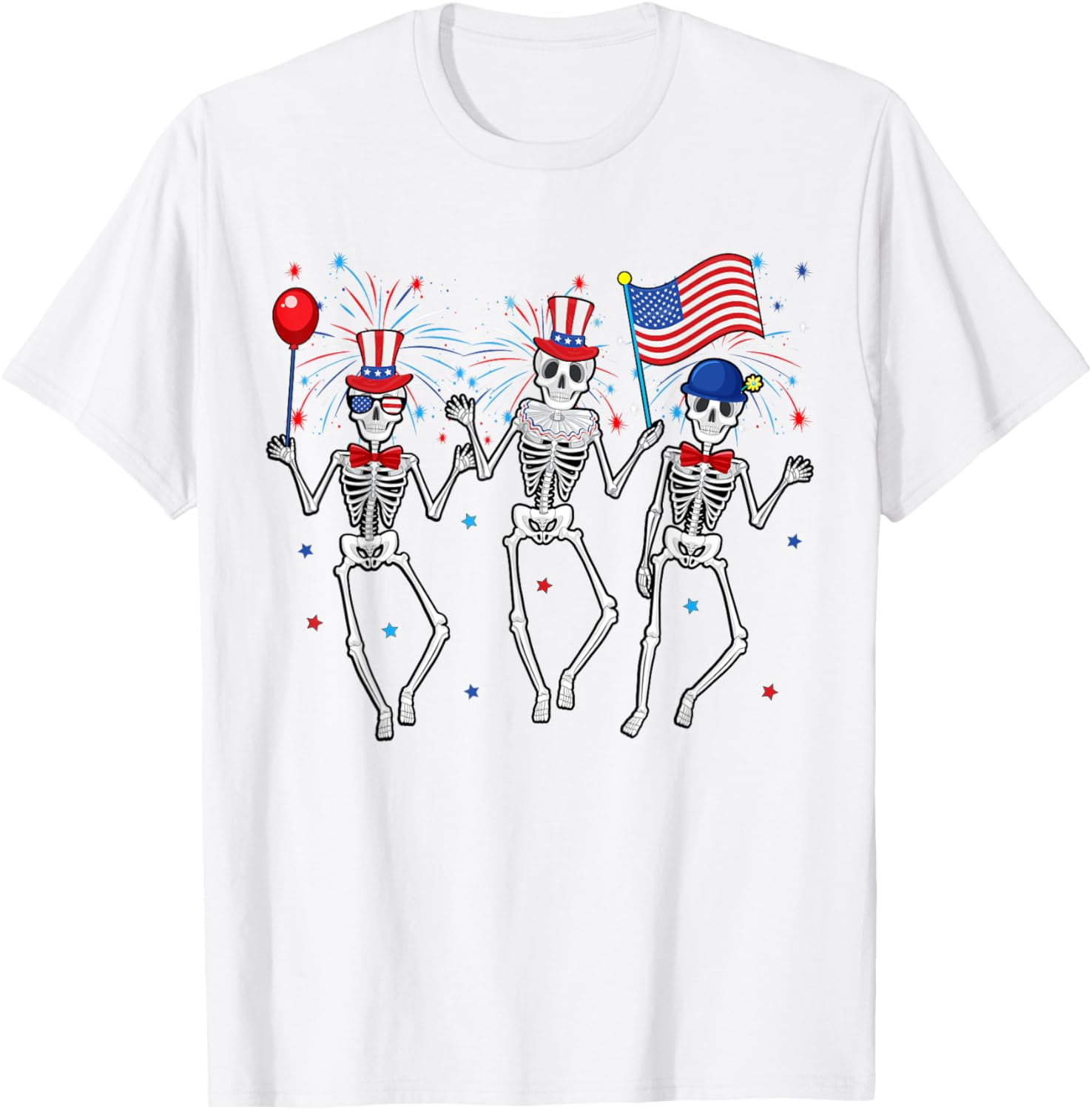 Sam Soft Dancing Skeletons 4th of July Funny Independence Day Party T ...