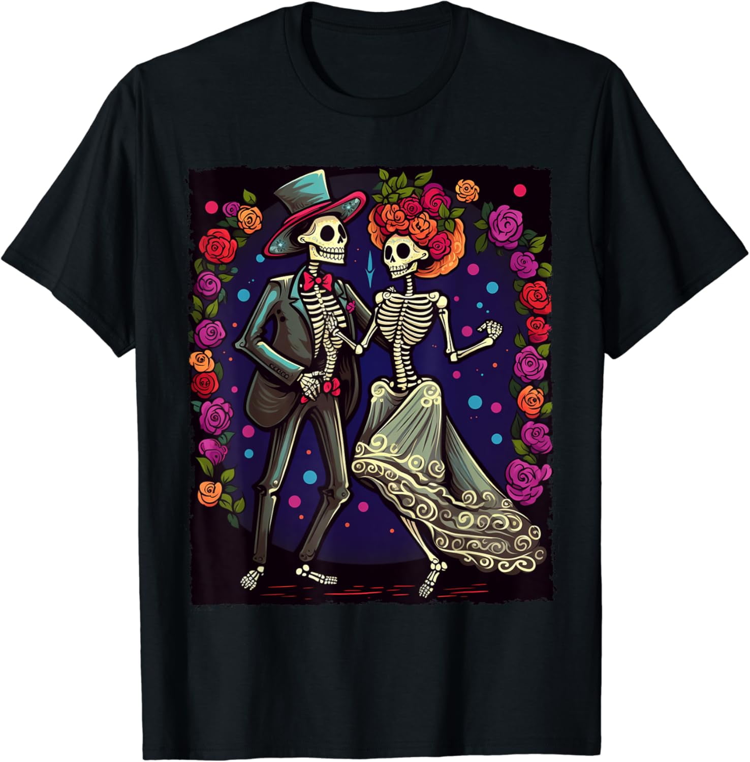 Sam Soft Dancing Skeletons Costume Dia De Los Muertos Day of The T-Shirt - Walmart.com