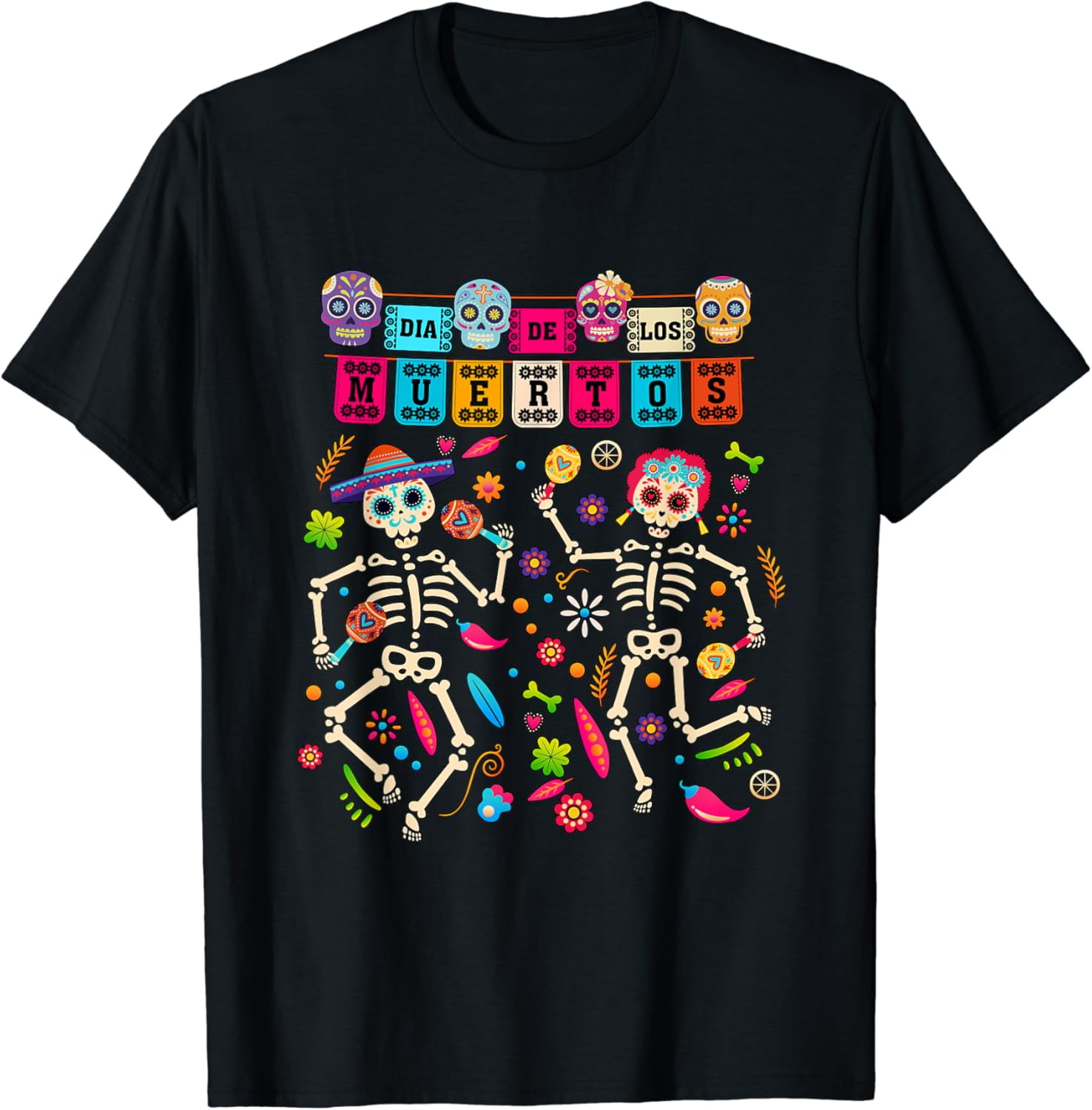 Sam Soft Dancing Skeletons Costume Dia De Los Muertos Day of The T-Shirt - Walmart.com