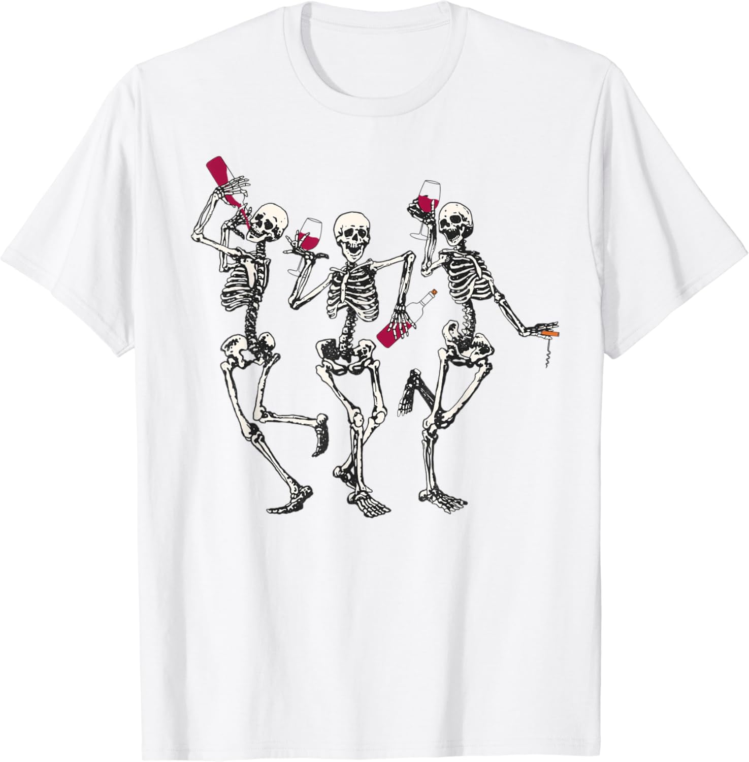 Sam Soft Dancing Skeletons Funny Easy Costume Drink Wine T-Shirt ...