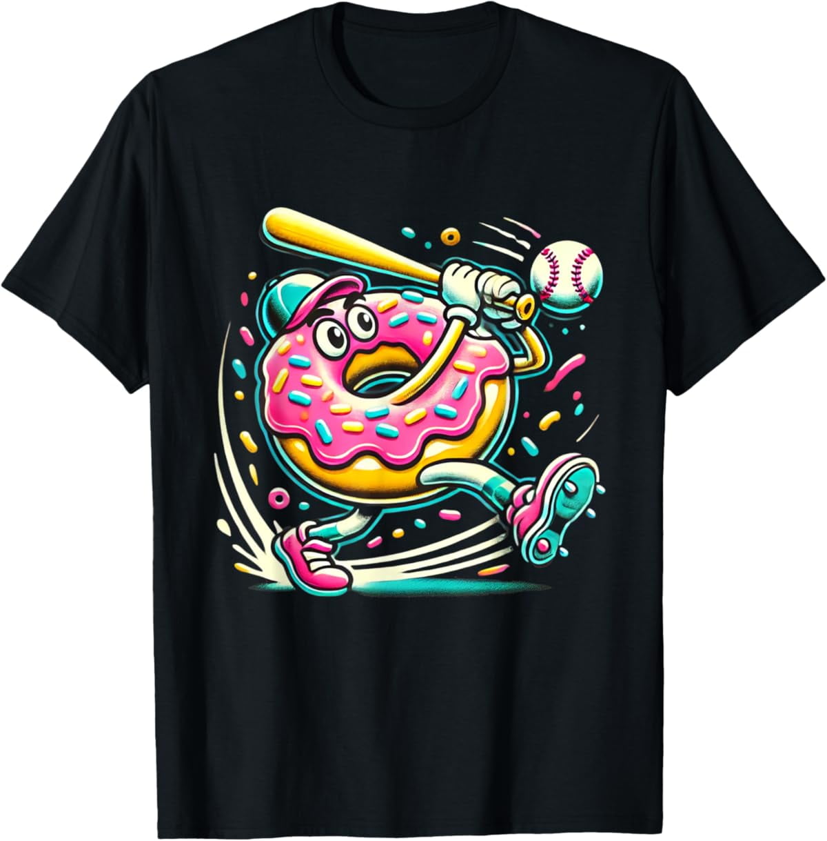 Sam Soft Donut Playing Baseball Food Champ Sports Donut T-Shirt Full ...