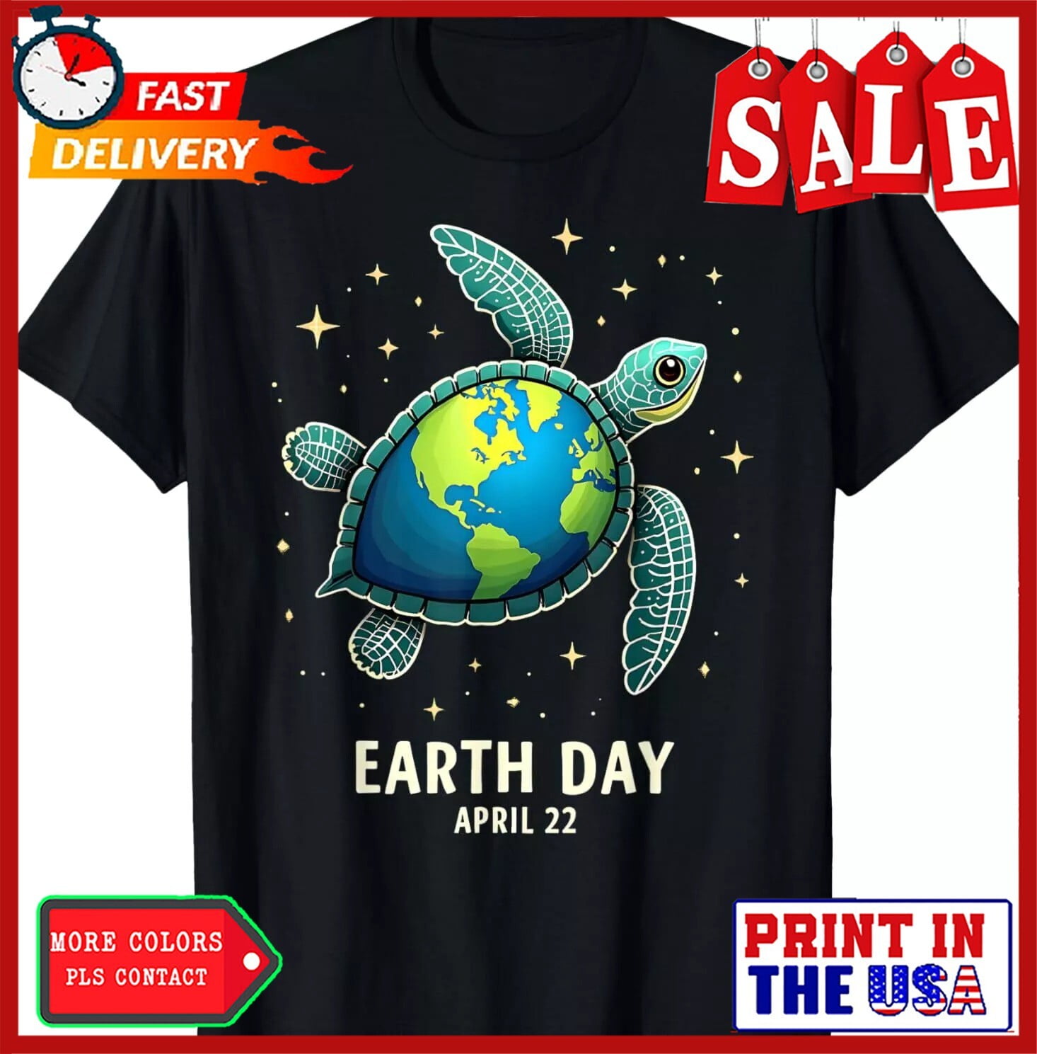 Sam Soft Earth Day 2025 Restore Earth Sea Turtle Art Save The Planet T ...