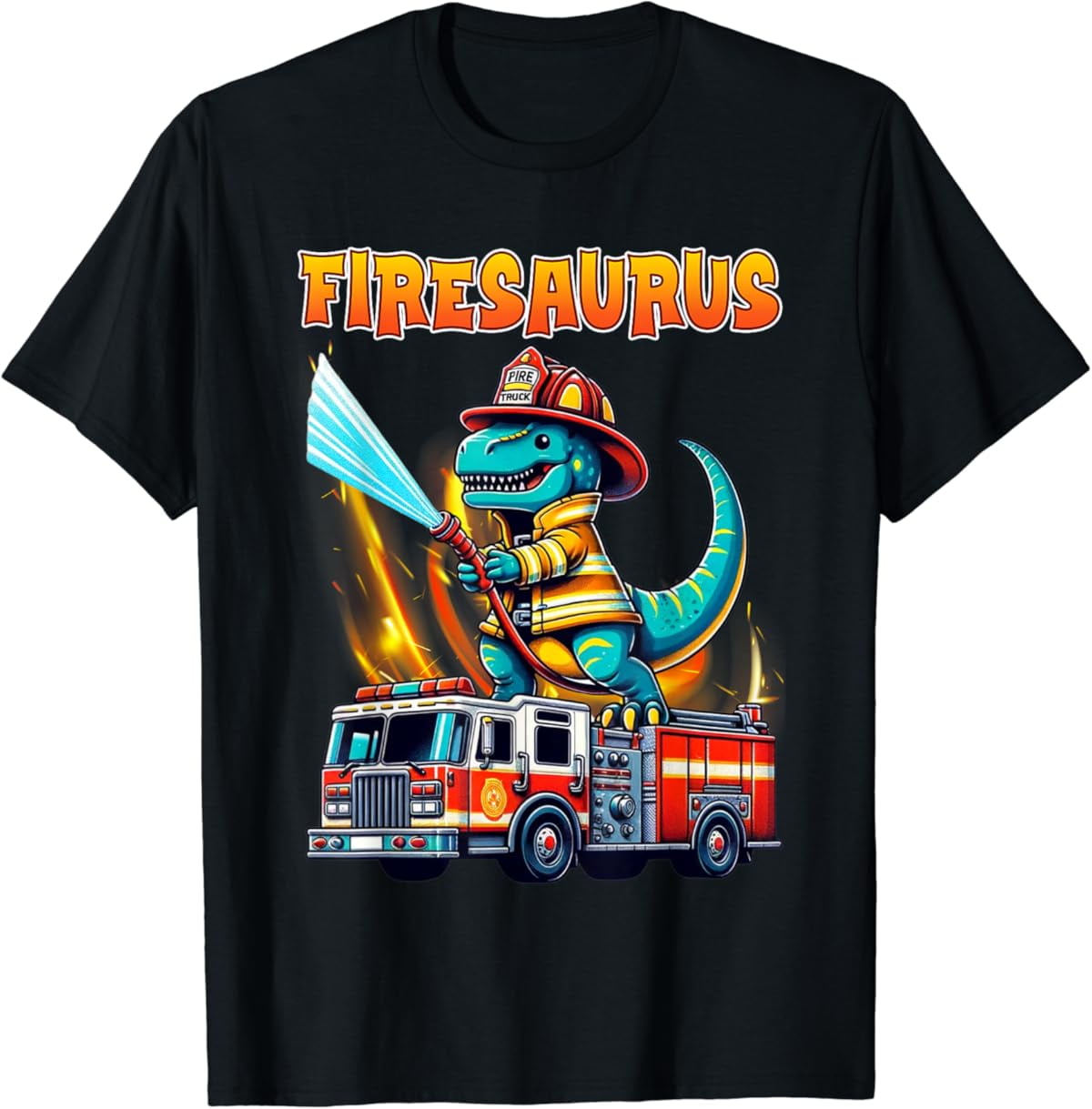 Sam Soft Fire Fighter Saurus Firetruck Fireman T-Rex Dinosaur retro T ...