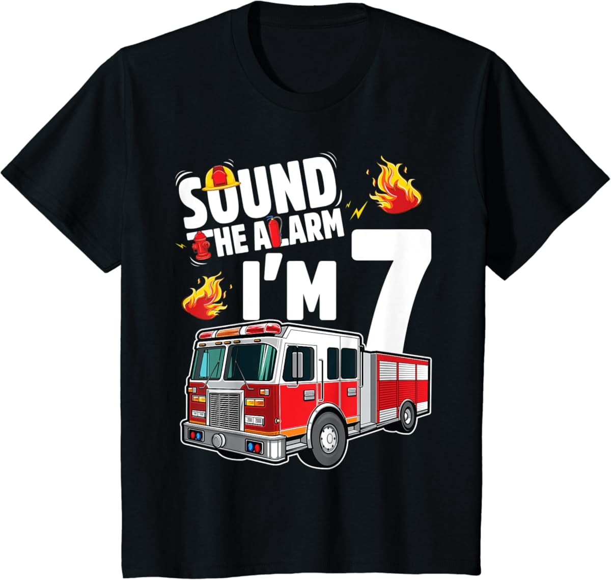 Sam Soft Fire Truck 7th Birthday Boy Firefighter 7 Year Old T-Shirt ...