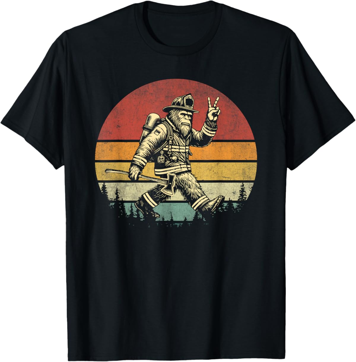 Sam Soft Firefighting Retro Bigfoot Firefighter Sasquatch Fireman T ...