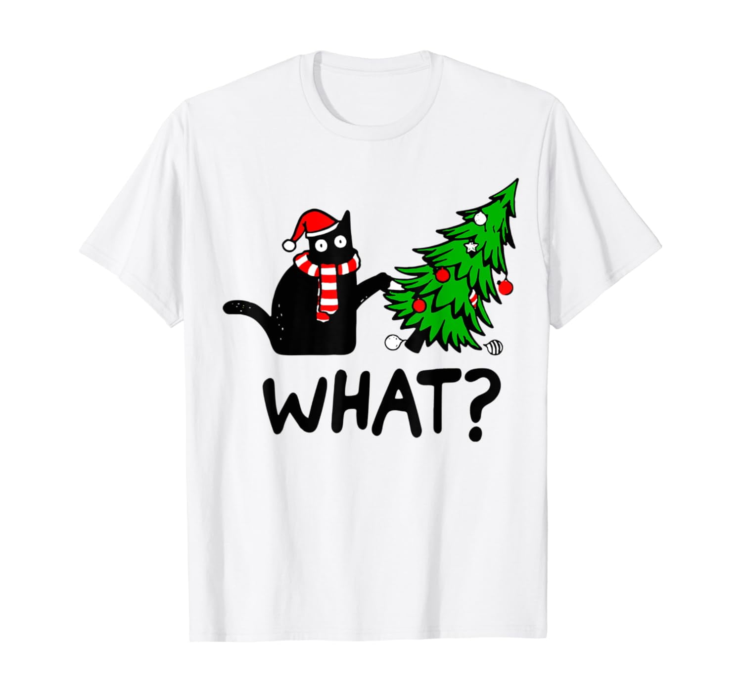 Sam Soft Funny Black Cat Gift Pushing Tree Over Cat What? T-Shirt ...