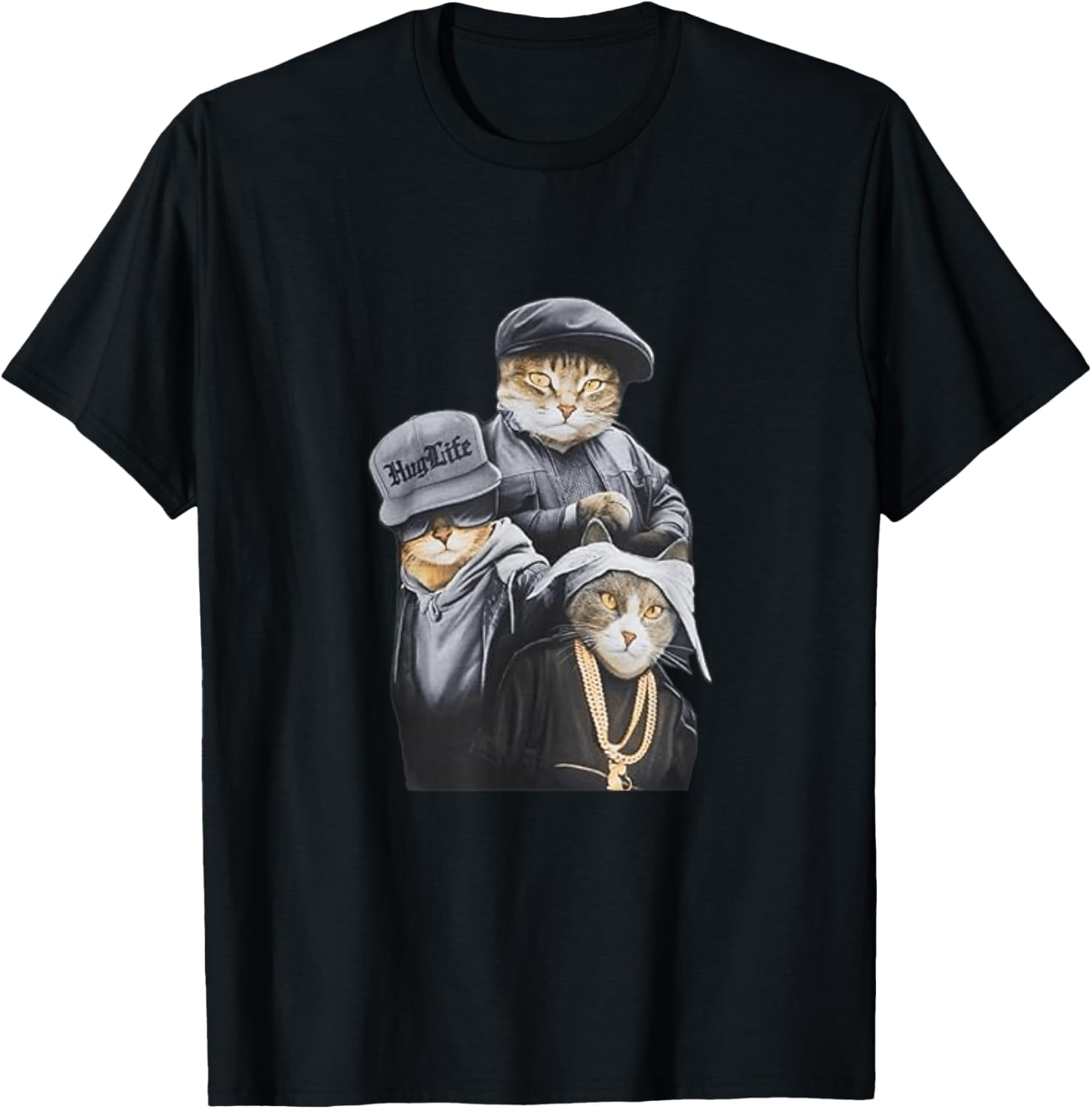 Sam Soft Funny Cat Trio Gangster Thug Cat T-Shirt - Walmart.com