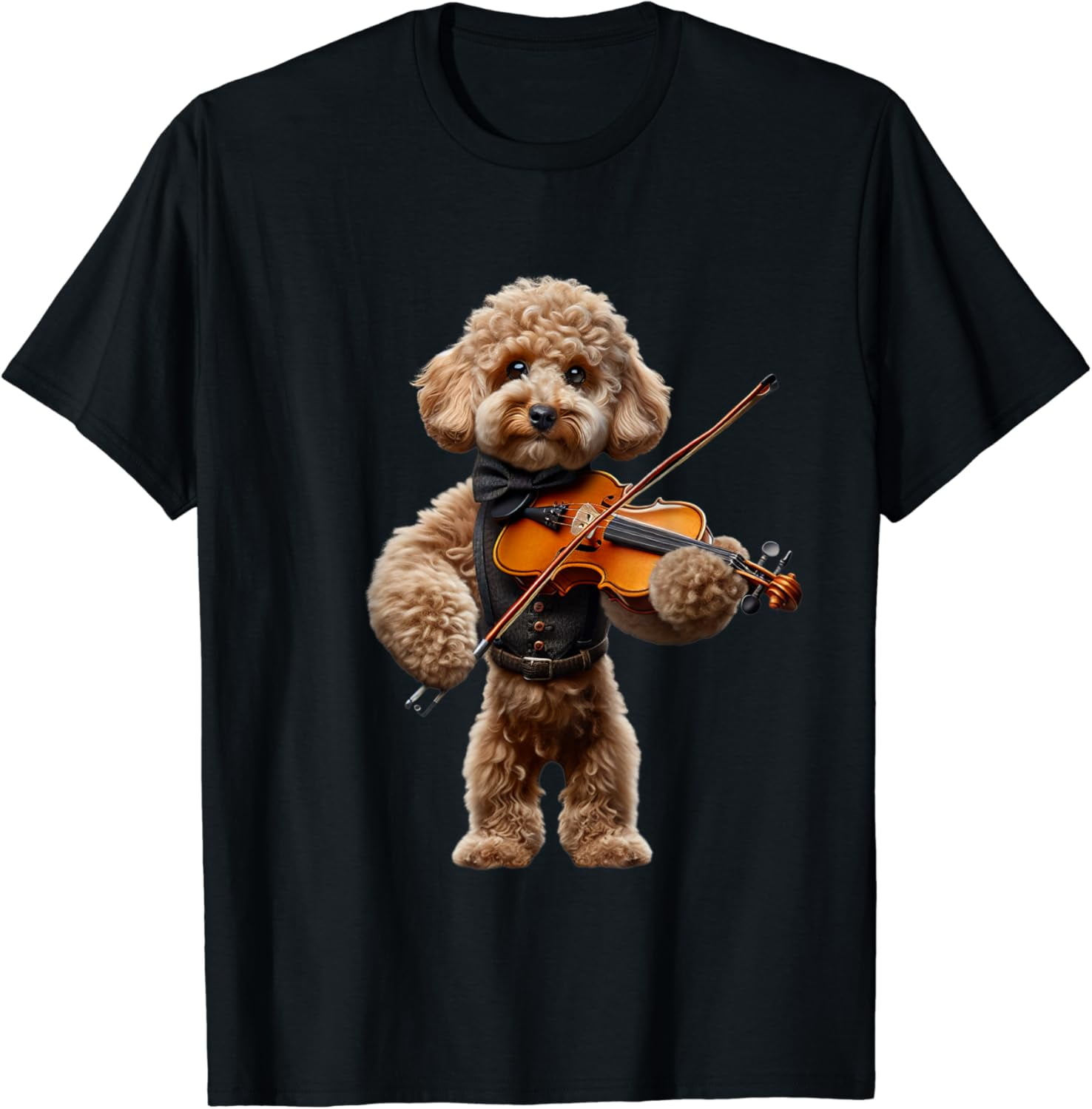 Sam Soft Funny Musician Violinist Tan Mini Doodle Dog Playing Violin T ...