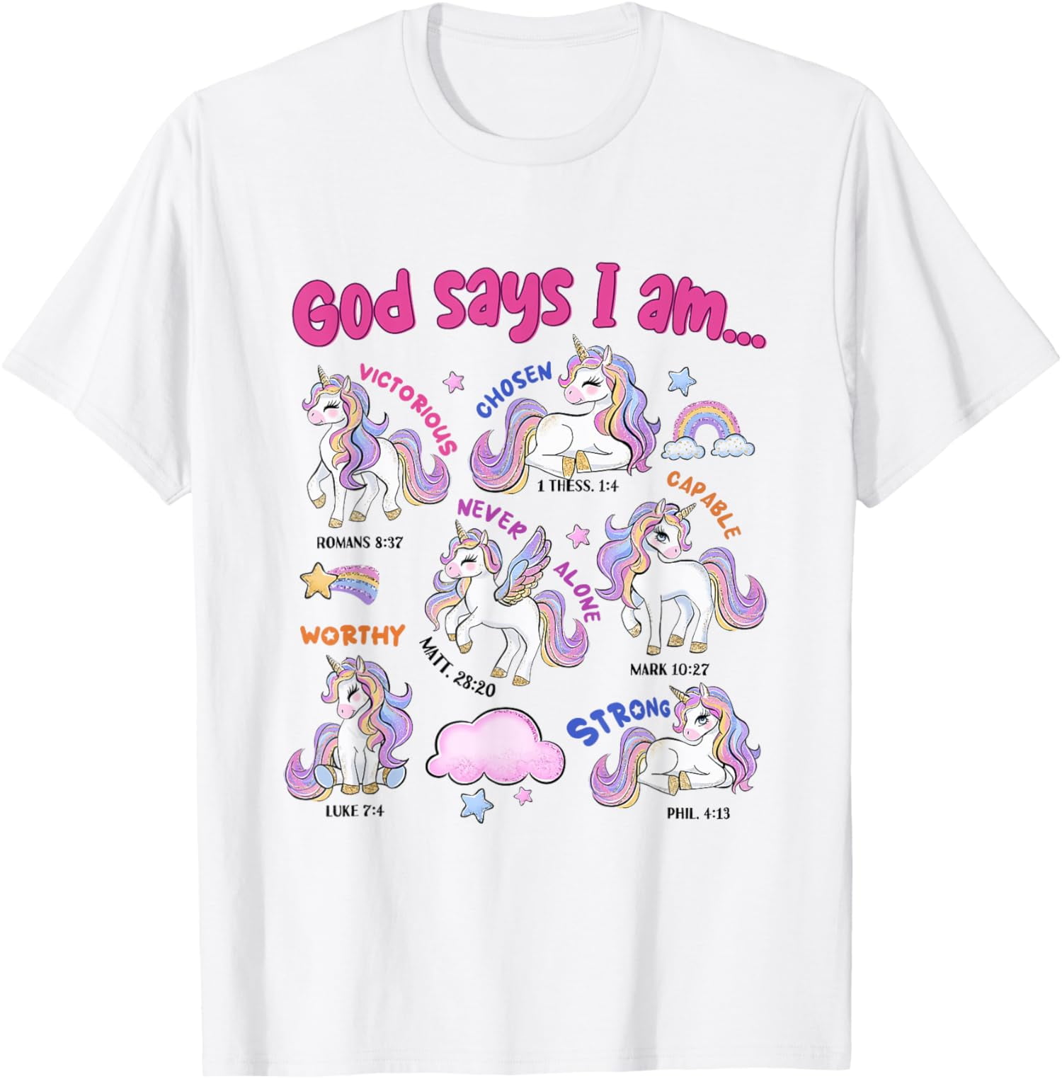 Sam Soft God Says I Am Cute Unicorn Bible Verse T-Shirt - Walmart.com
